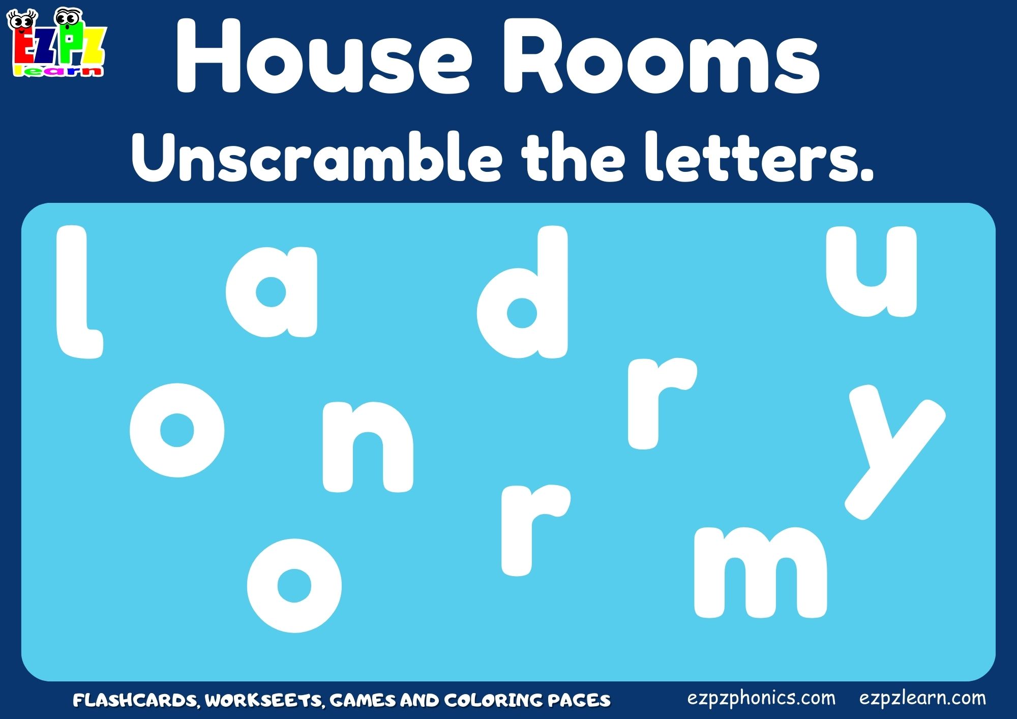 House Rooms Vocabulary Word Scramble Game. Great for kids and English ...