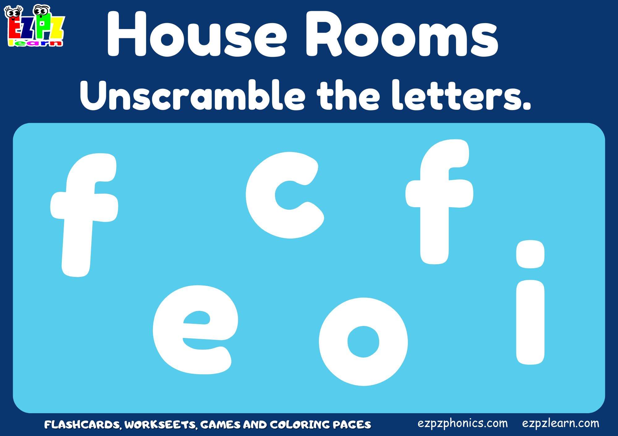 House Rooms Vocabulary Word Scramble Game. Great for kids and English ...