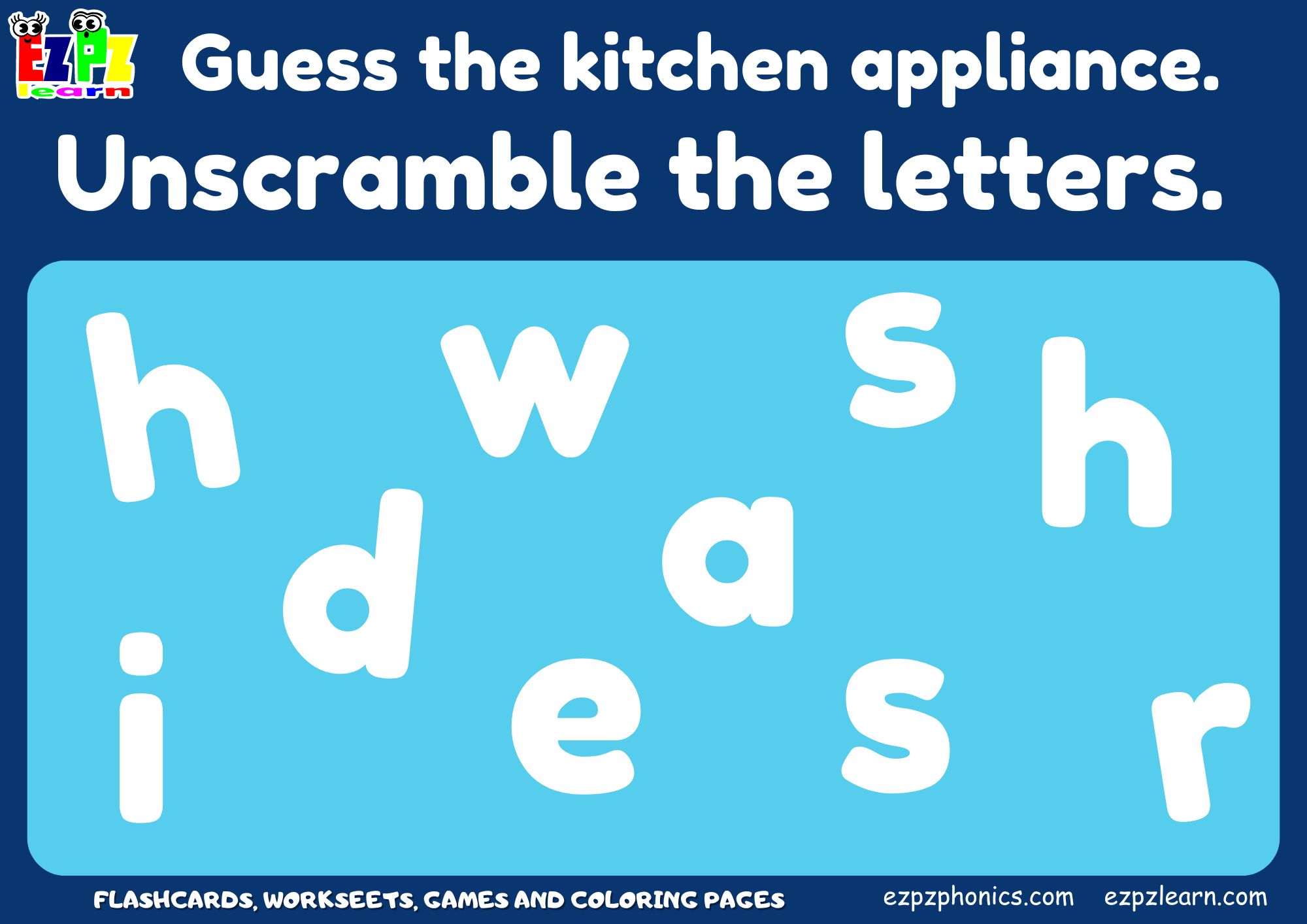 Kitchen Appliances Vocabulary Word Scramble Game. Great for English ...