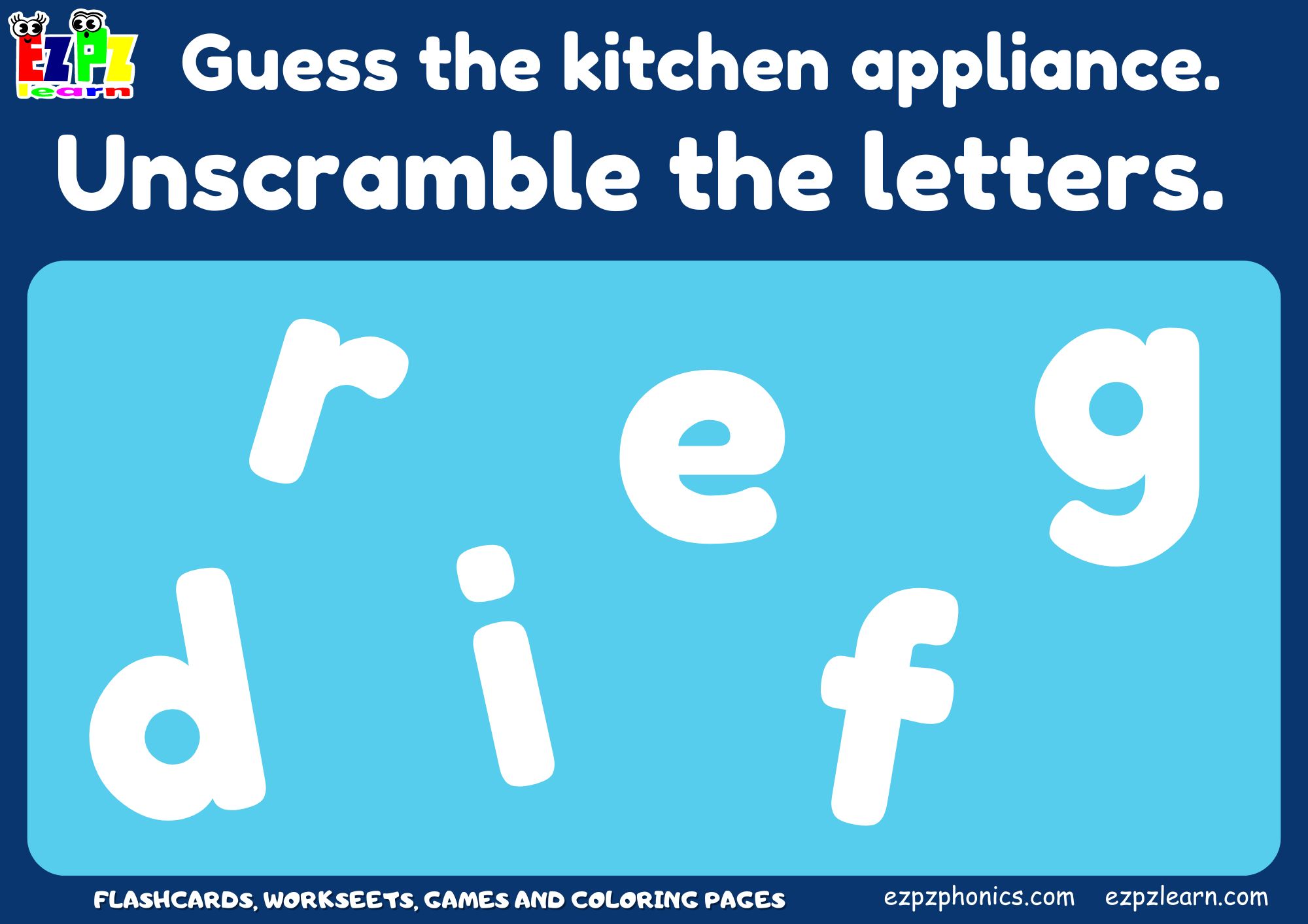 Kitchen Appliances Vocabulary Word Scramble Game. Great for English ...