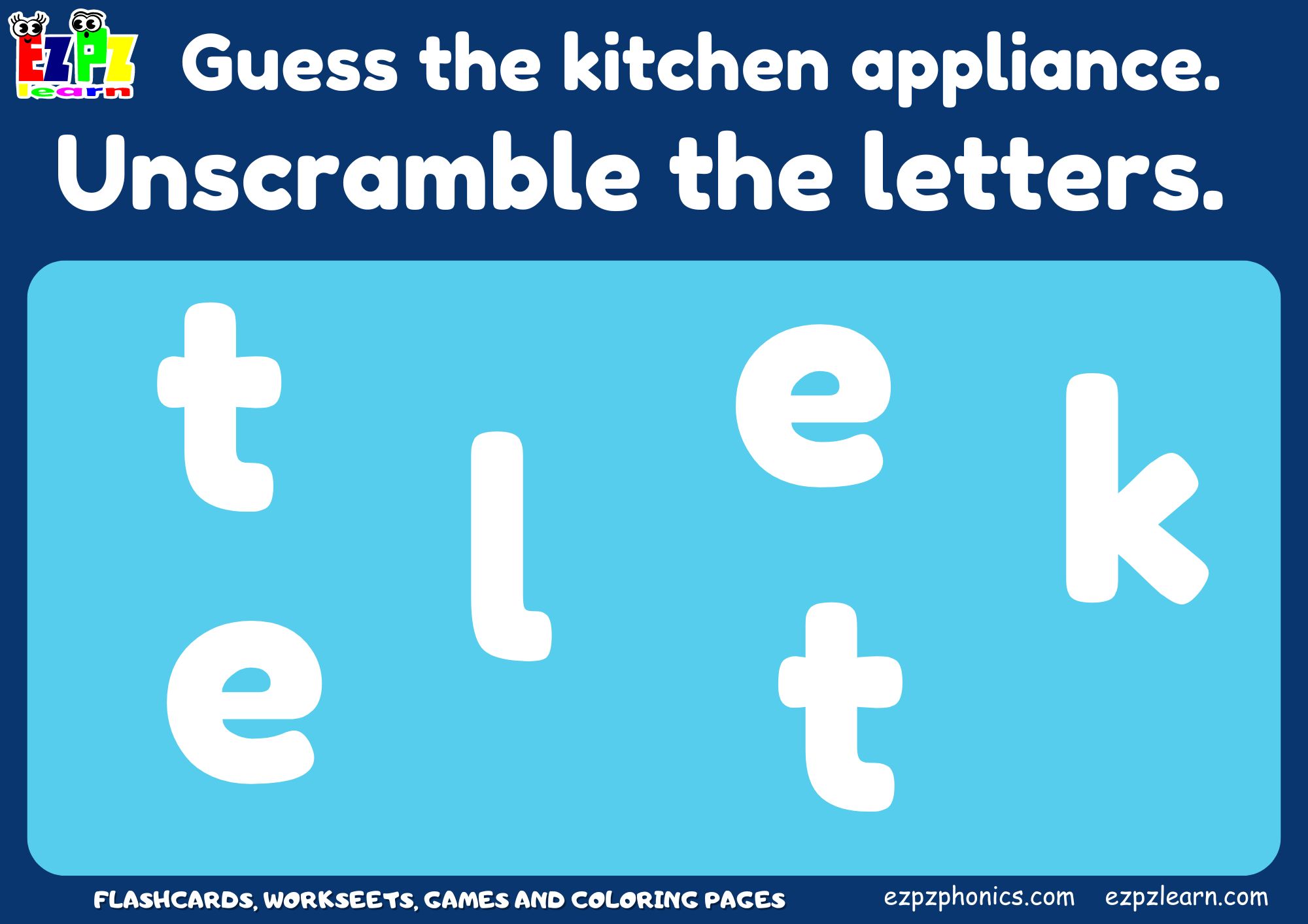 Kitchen Appliances Vocabulary Word Scramble Game. Great for English ...