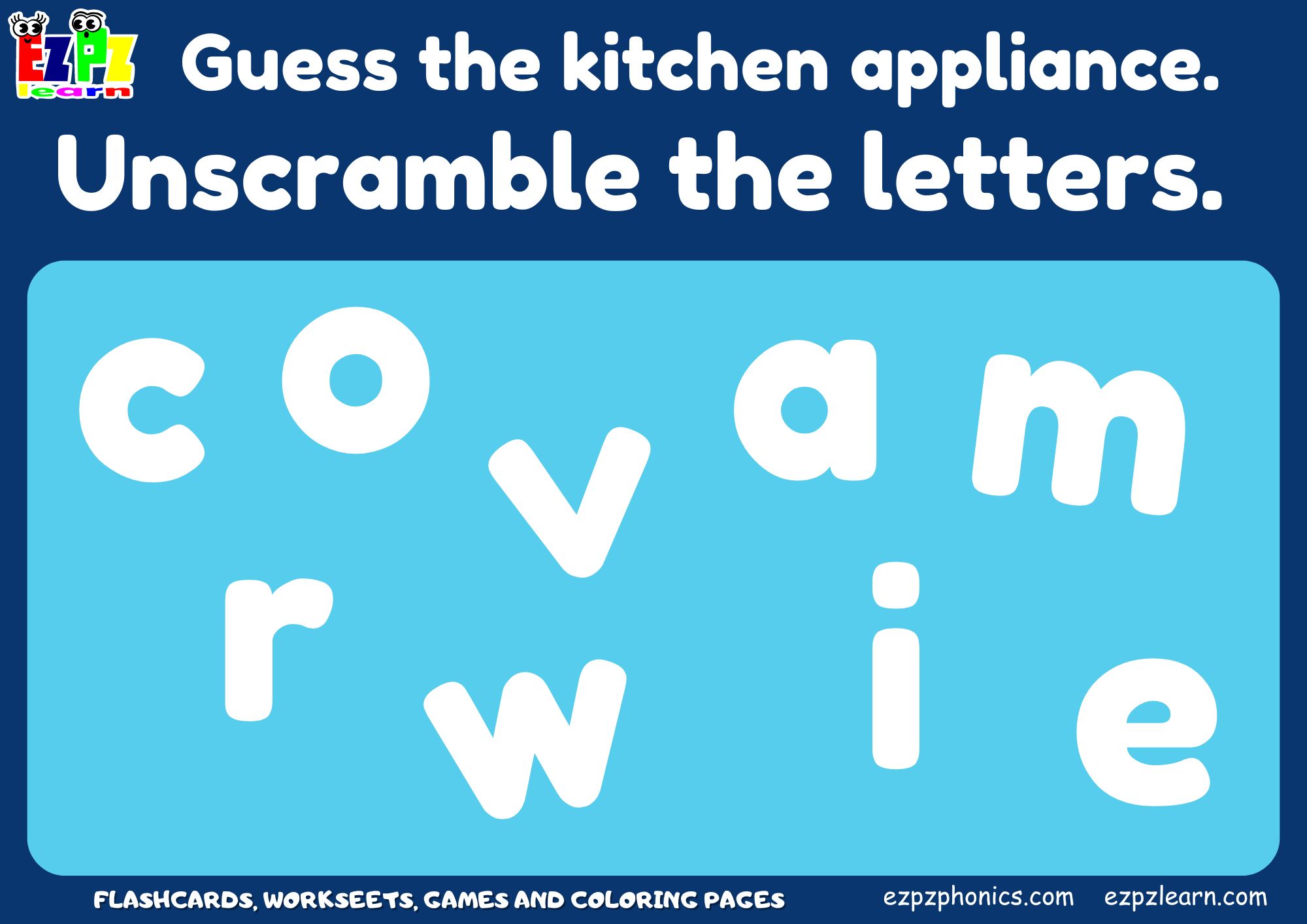 Kitchen Appliances Vocabulary Word Scramble Game. Great for English ...