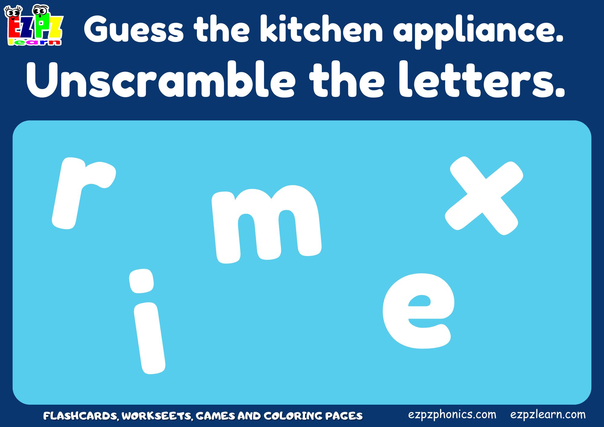 Kitchen Appliances Vocabulary Word Scramble Game. Great for English ...