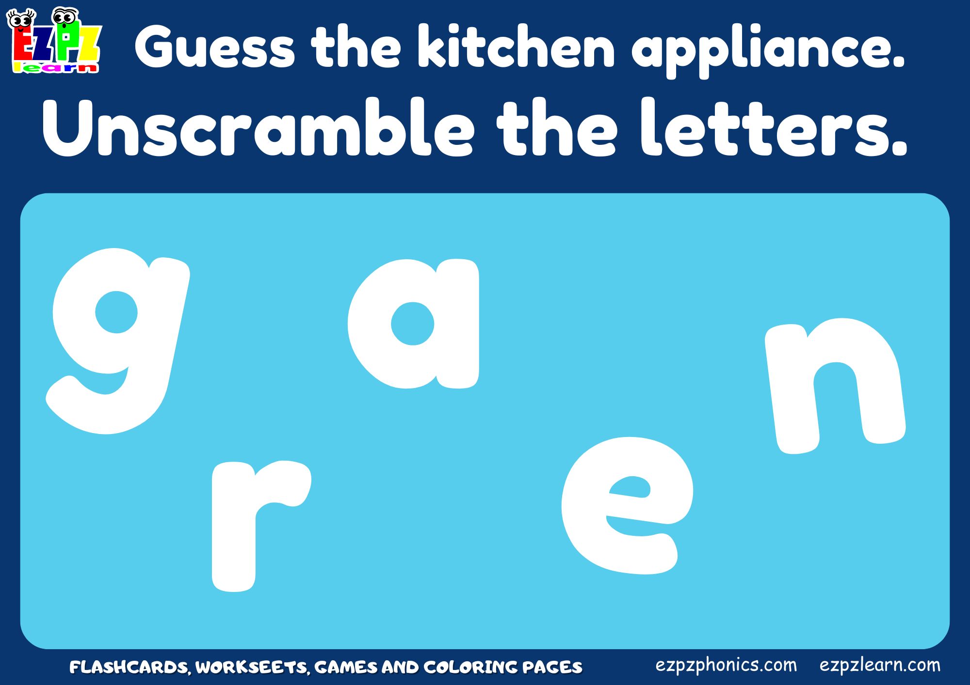 Kitchen Appliances Vocabulary Word Scramble Game. Great for English ...
