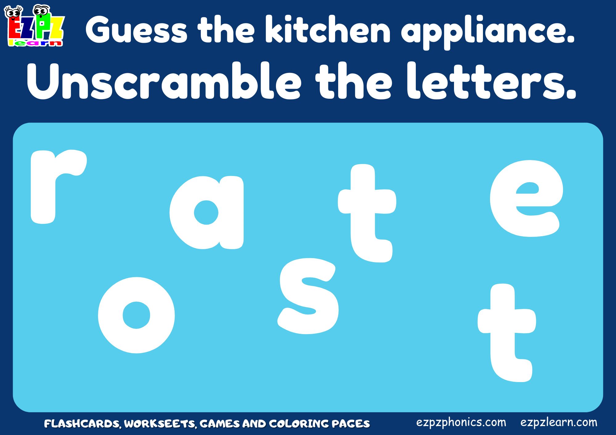 Kitchen Appliances Vocabulary Word Scramble Game. Great for English ...