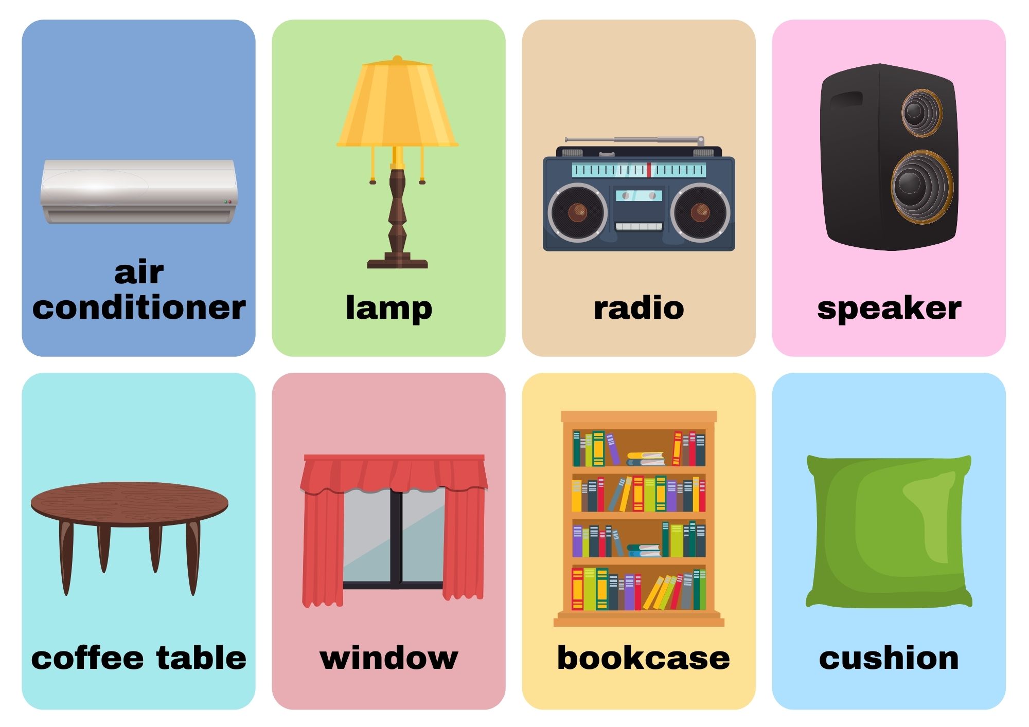 Living Room Flashcards With Words View Online or Free PDF Download ...