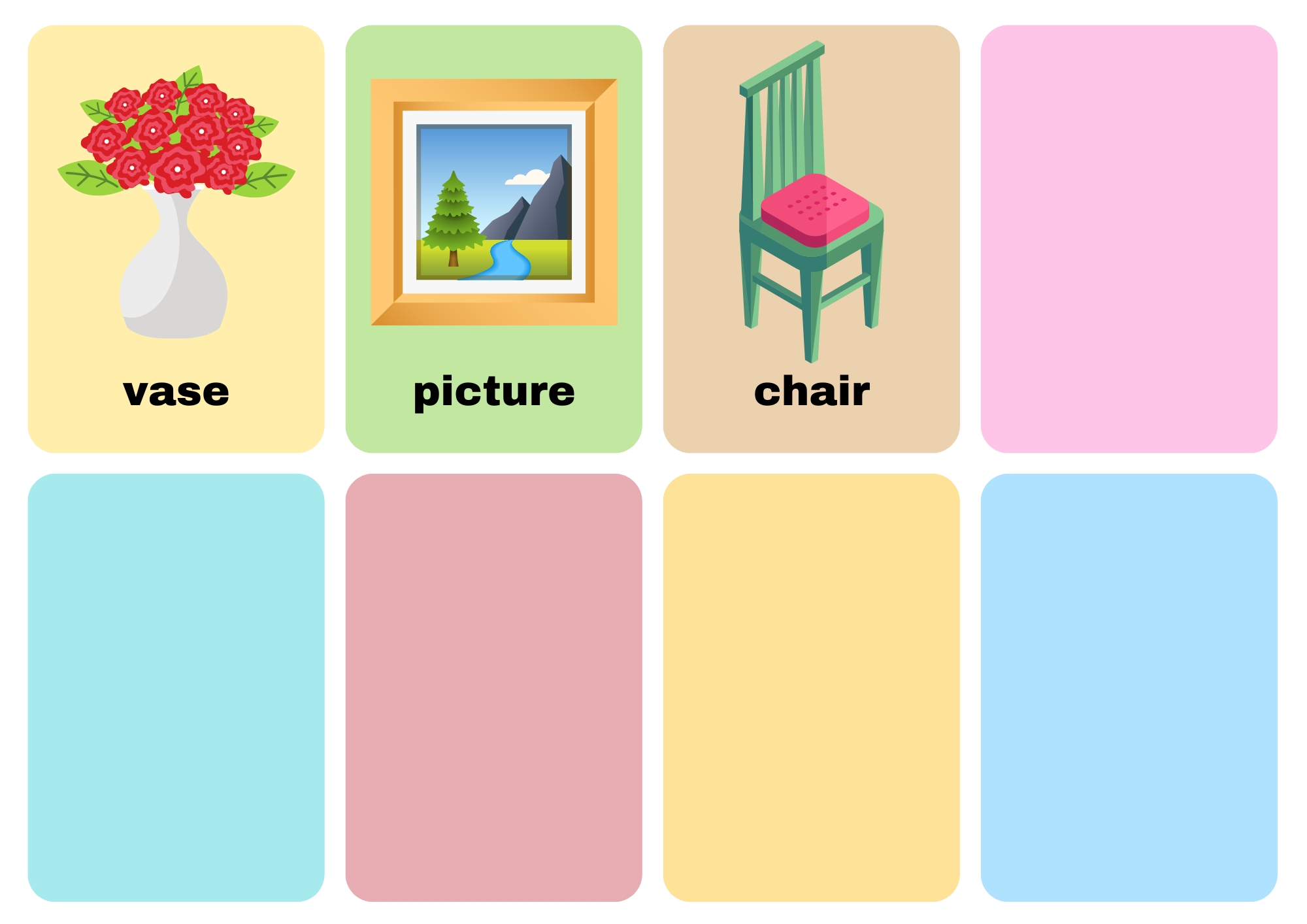 Living Room Flashcards View Online or Free Download PDF - Ezpzlearn.com