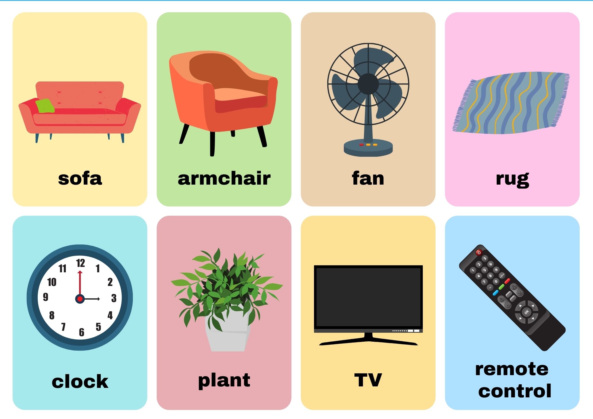 Living Room Flashcards View Online or Free Download PDF - Ezpzlearn.com