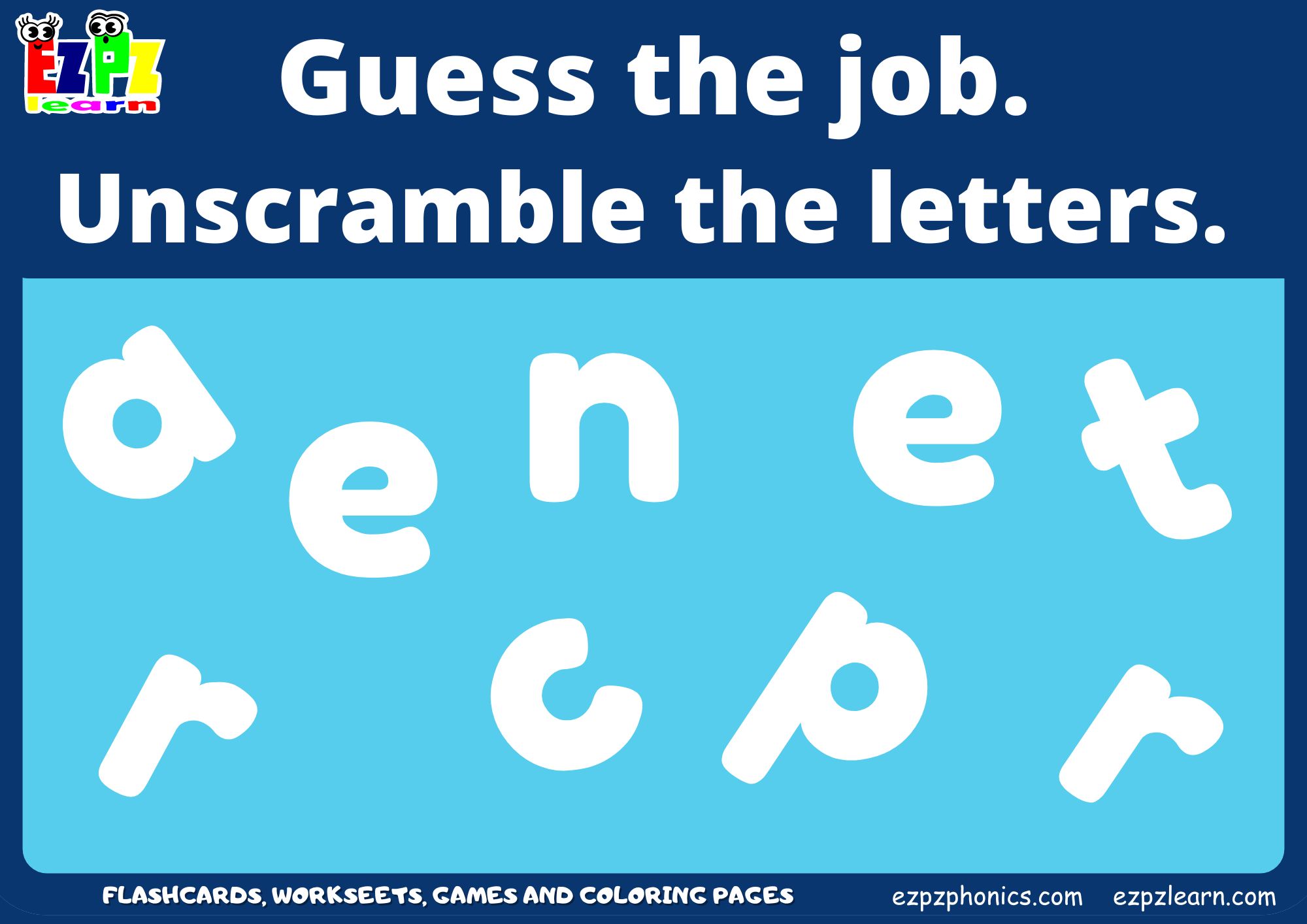 Jobs and Careers Word Scramble Guessing Game. For ESL and children ...