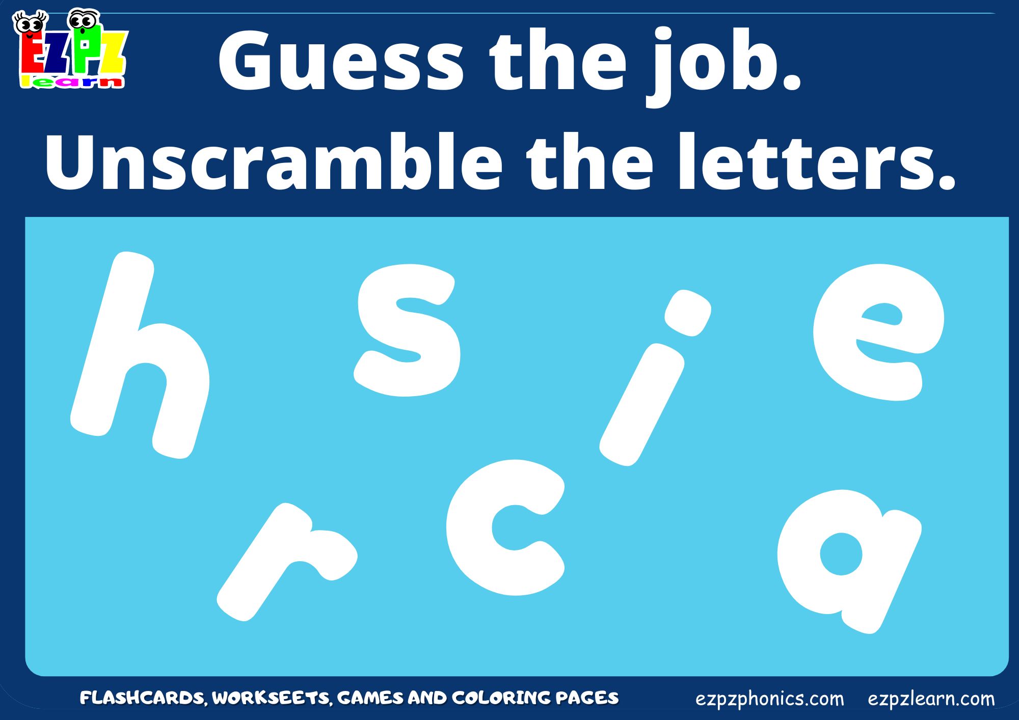 Jobs and Careers Word Scramble Guessing Game. For ESL and children ...