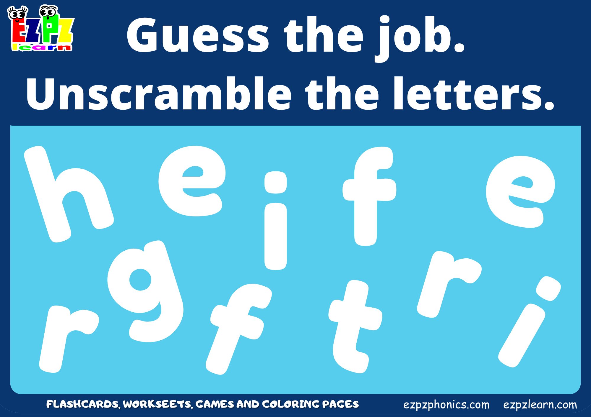 Jobs and Careers Word Scramble Guessing Game. For ESL and children ...