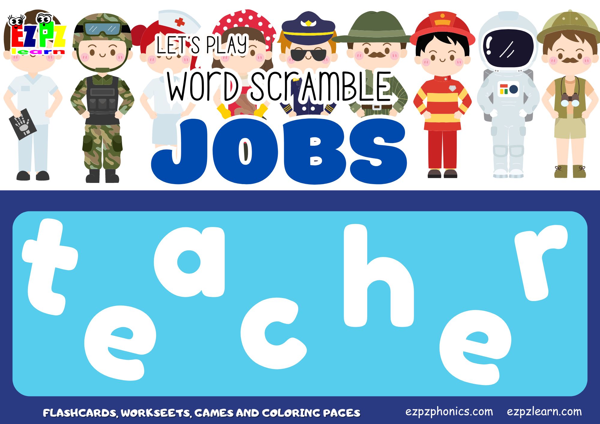 Jobs and Careers Word Scramble Guessing Game. For ESL and children ...