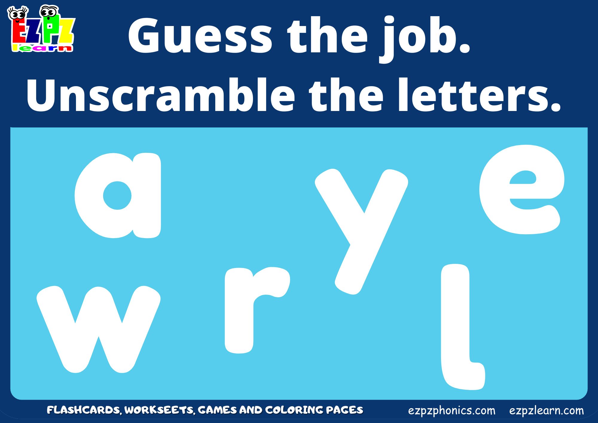 Jobs and Careers Word Scramble Guessing Game. For ESL and children ...
