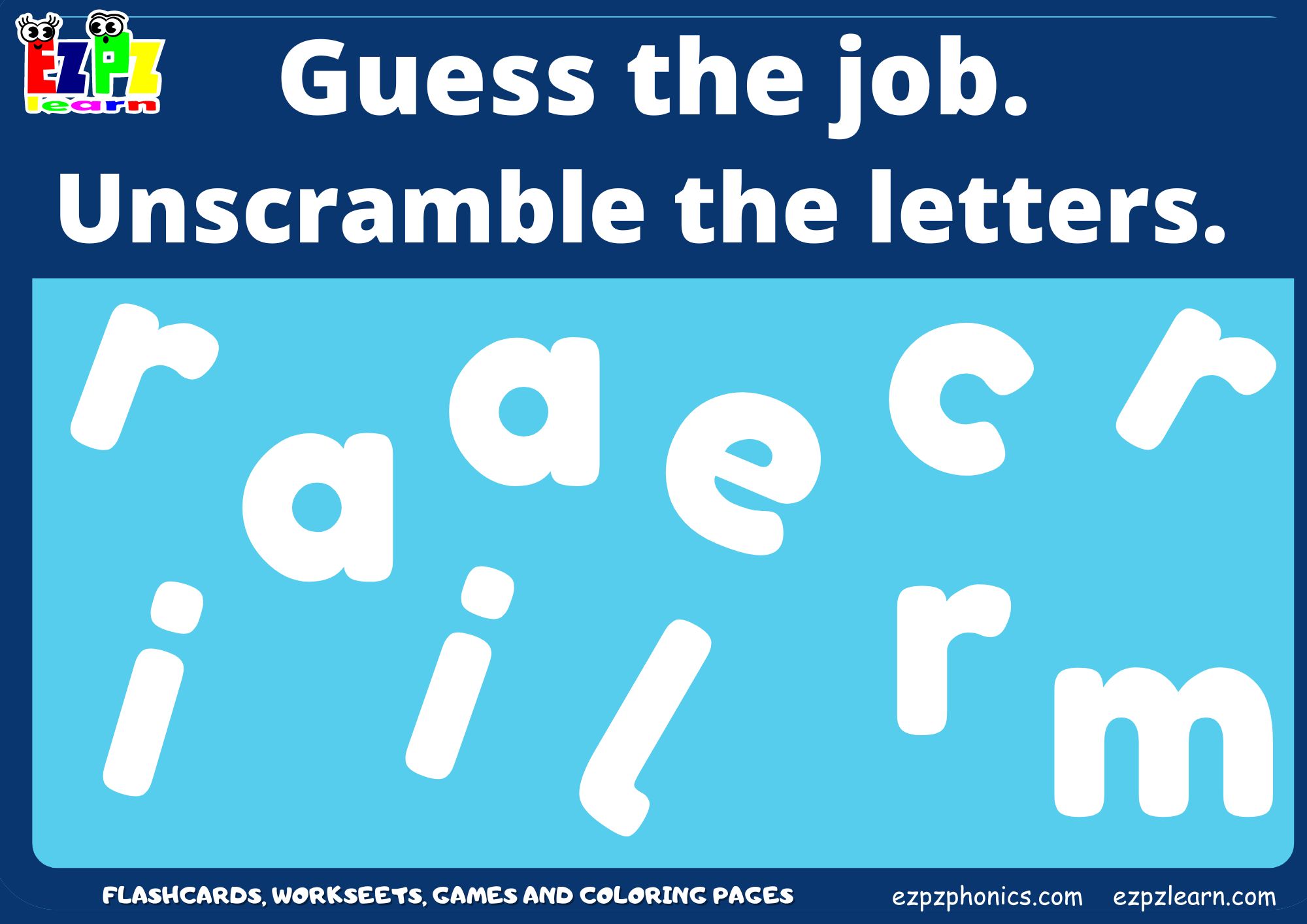 Jobs and Careers Word Scramble Guessing Game. For ESL and children ...