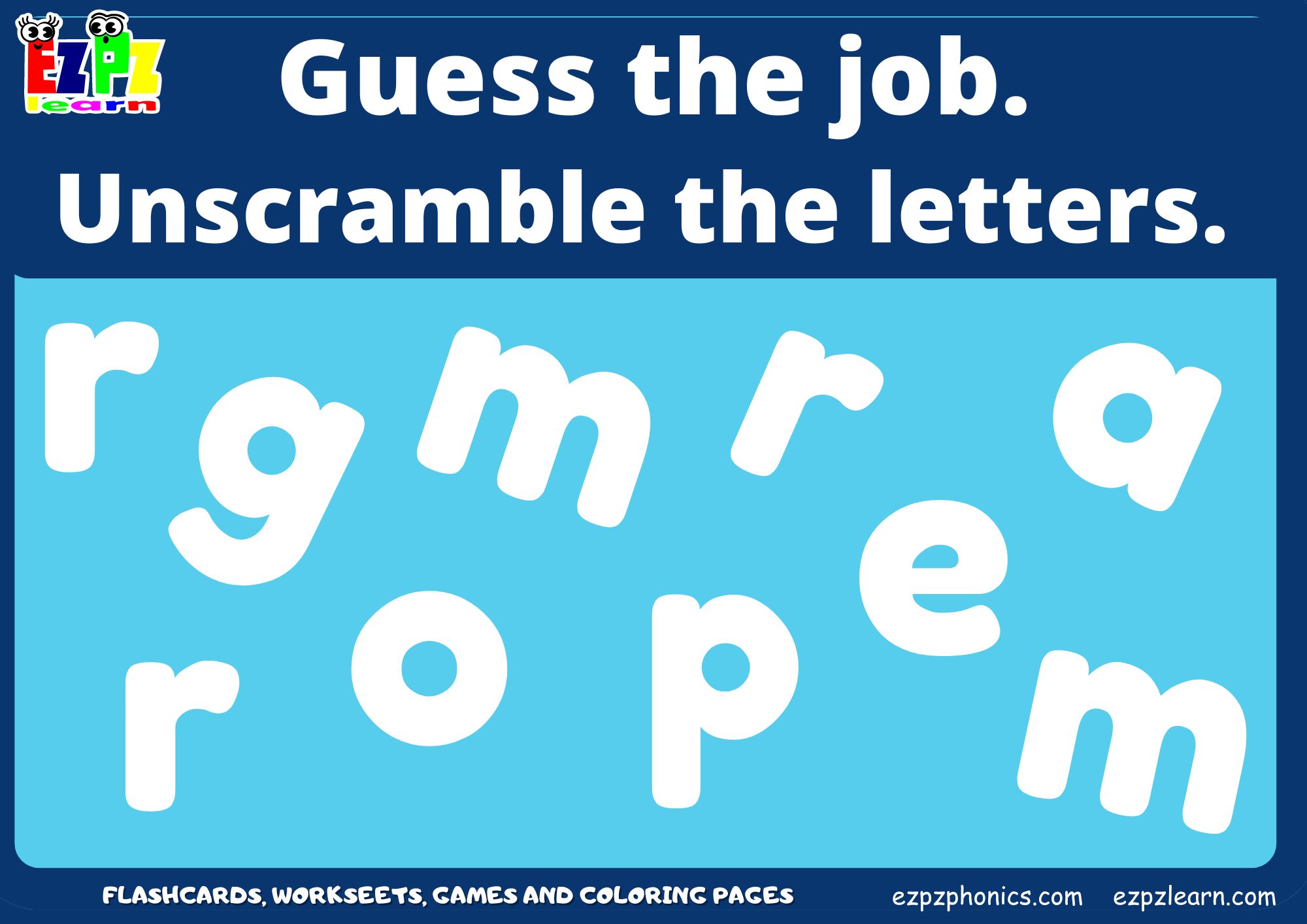 Jobs and Careers Word Scramble Guessing Game. For ESL and children ...