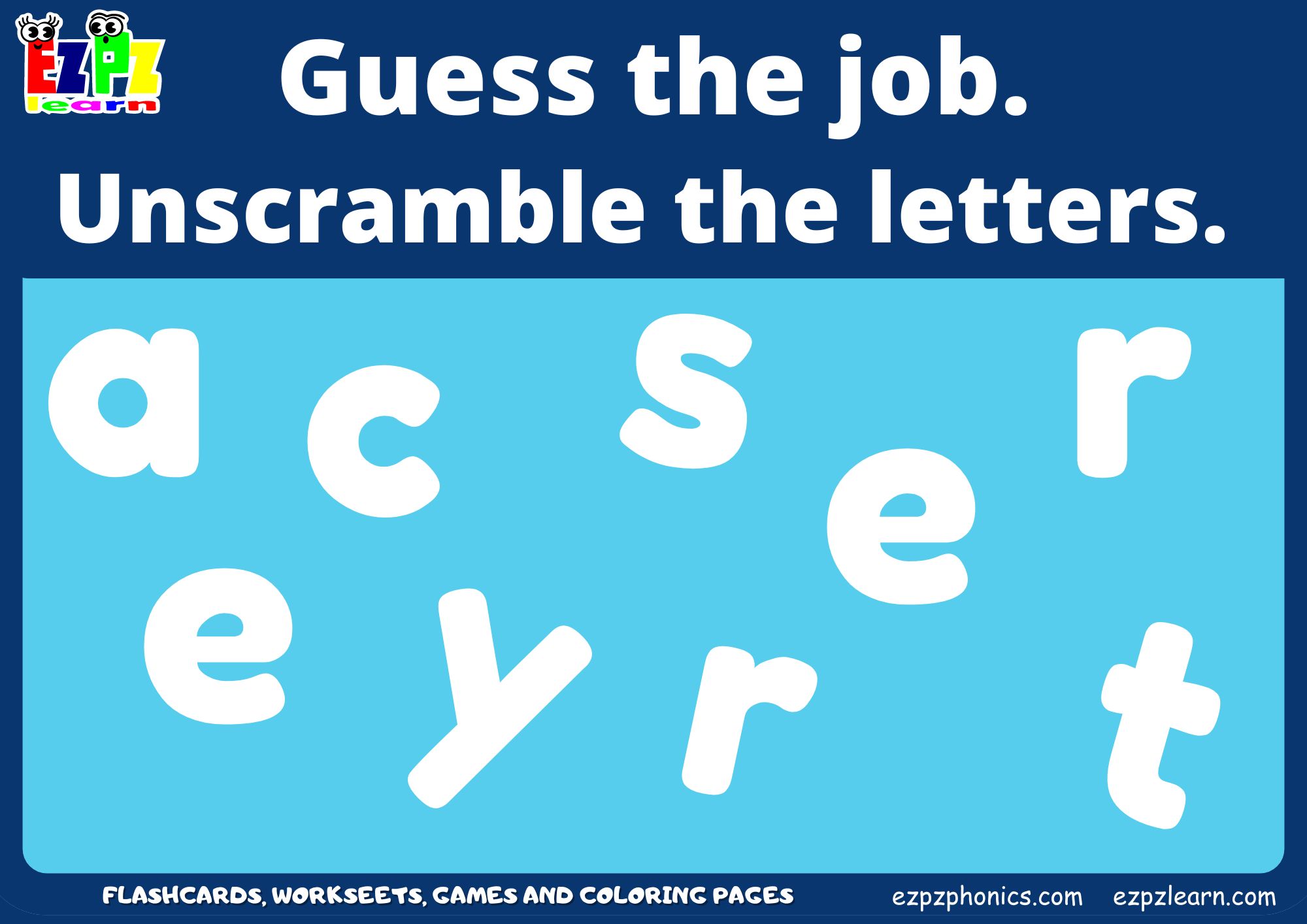 Jobs and Careers Word Scramble Guessing Game. For ESL and children ...