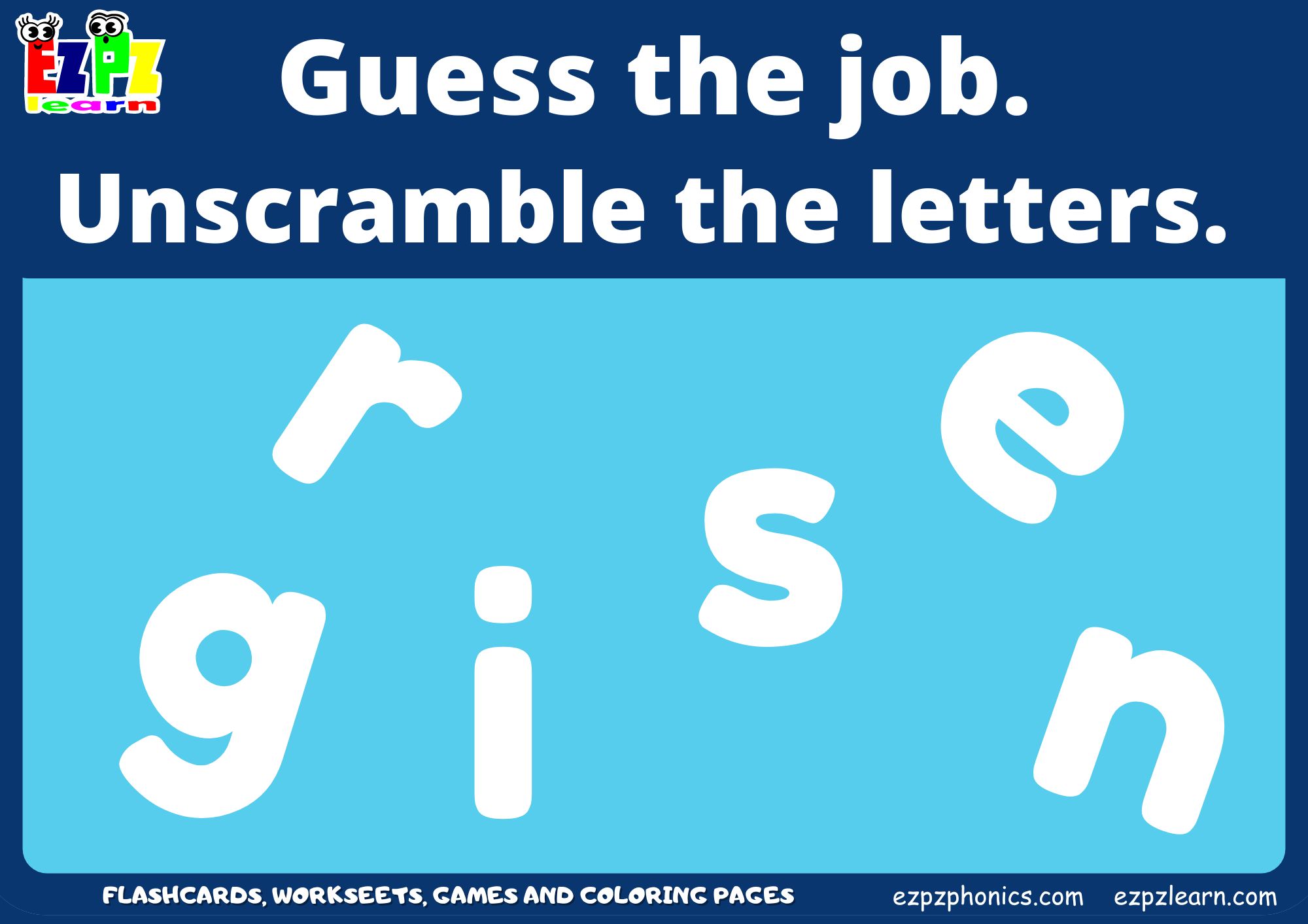 Jobs and Careers Word Scramble Guessing Game. For ESL and children ...