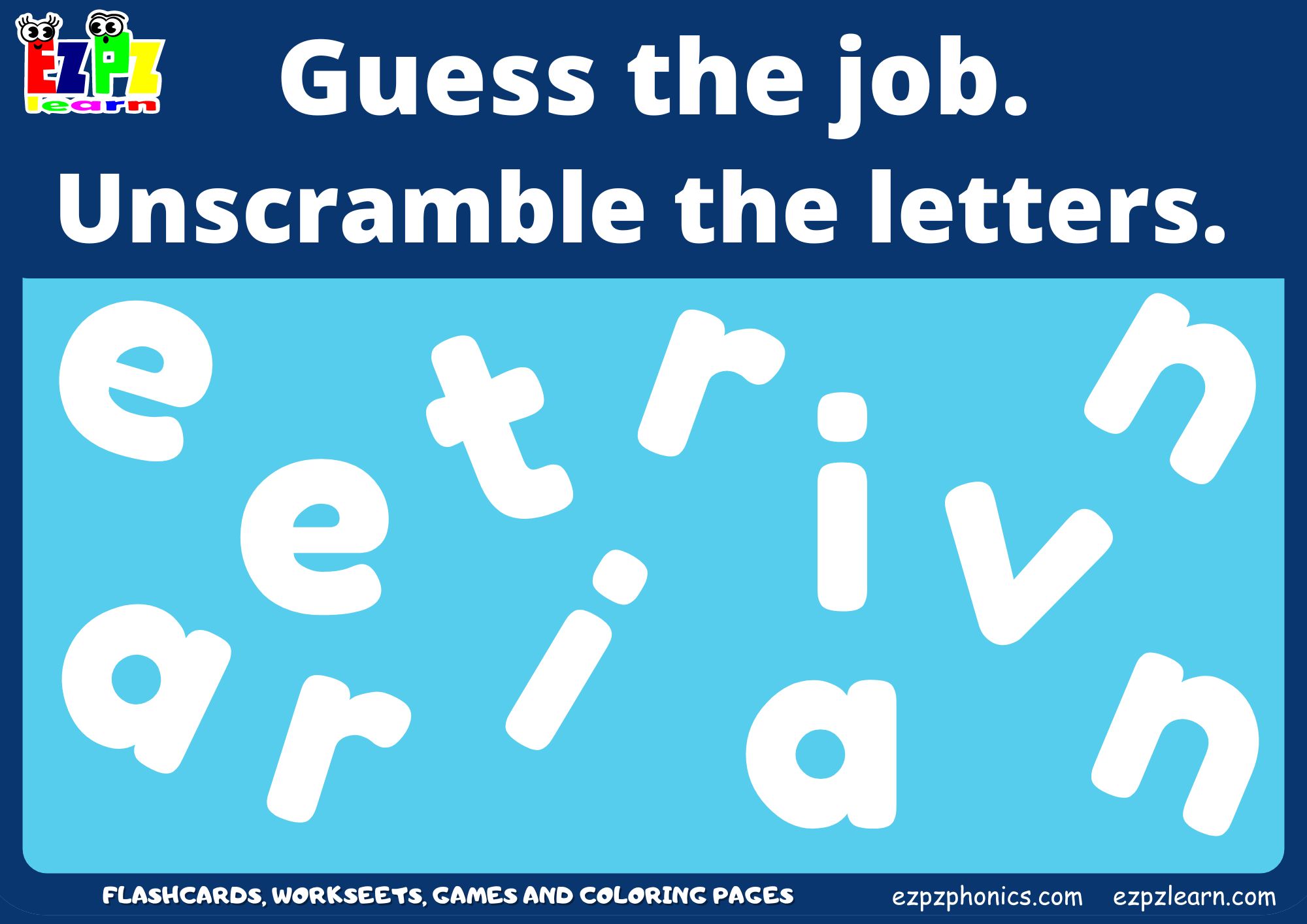 Jobs and Careers Word Scramble Guessing Game. For ESL and children ...