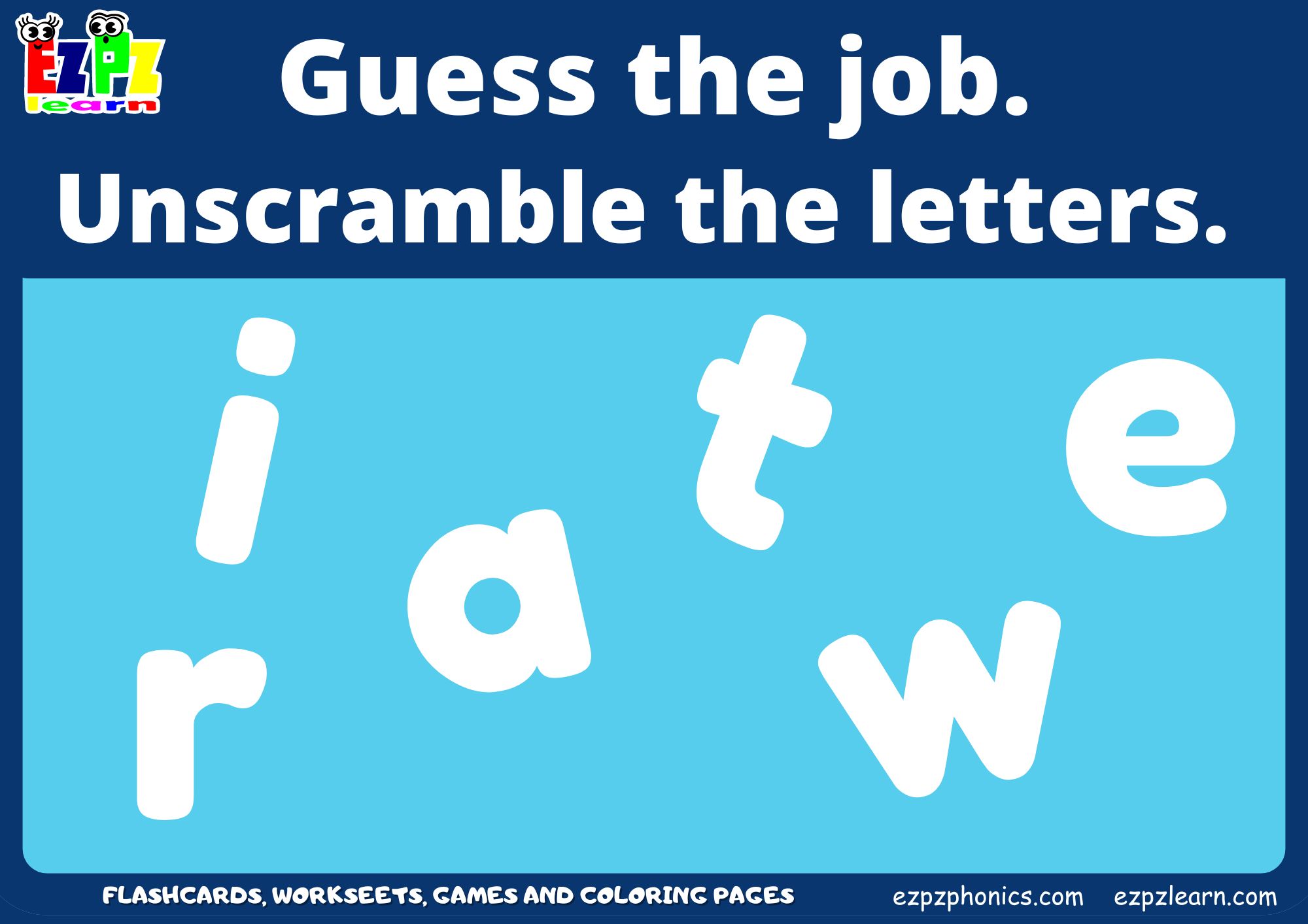 Jobs and Careers Word Scramble Guessing Game. For ESL and children ...