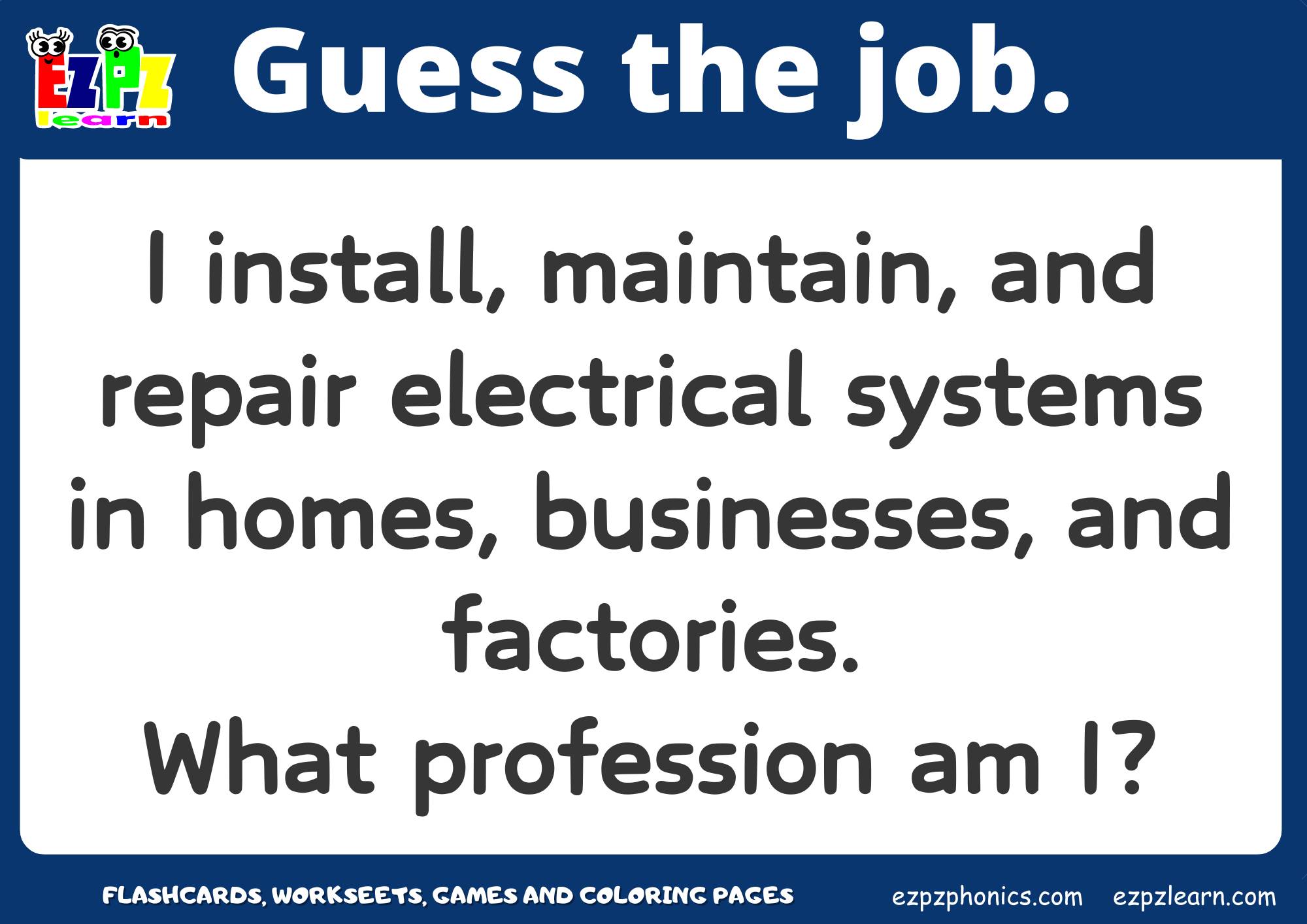 Jobs and Careers Guessing Game. Read the question and guess the ...