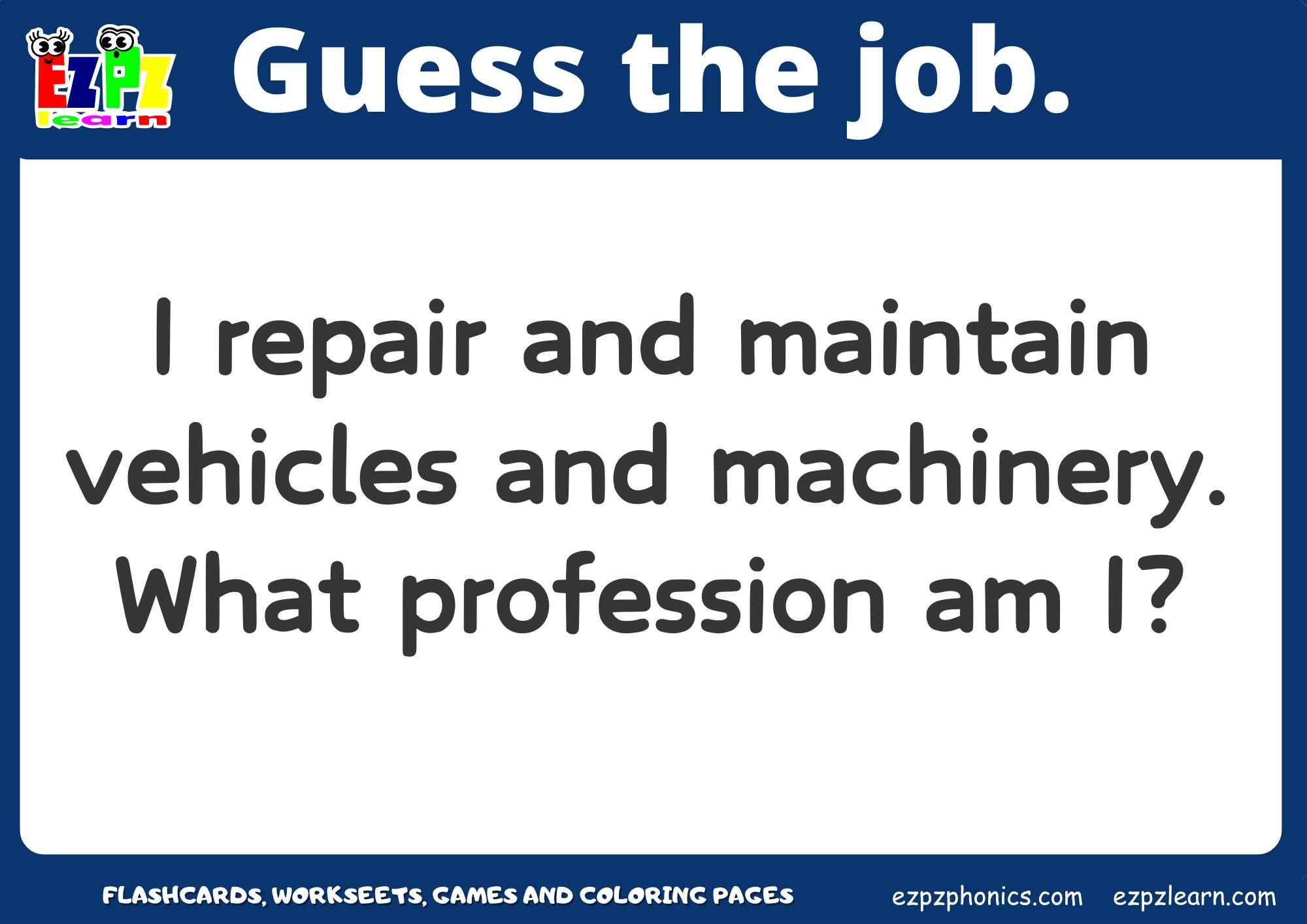 Jobs and Careers Guessing Game. Read the question and guess the ...