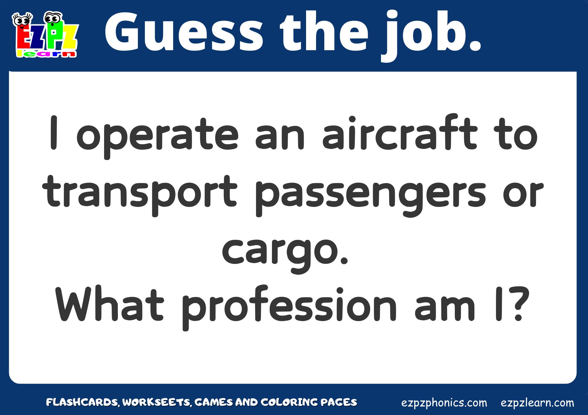 Jobs and Careers Guessing Game. Read the question and guess the ...