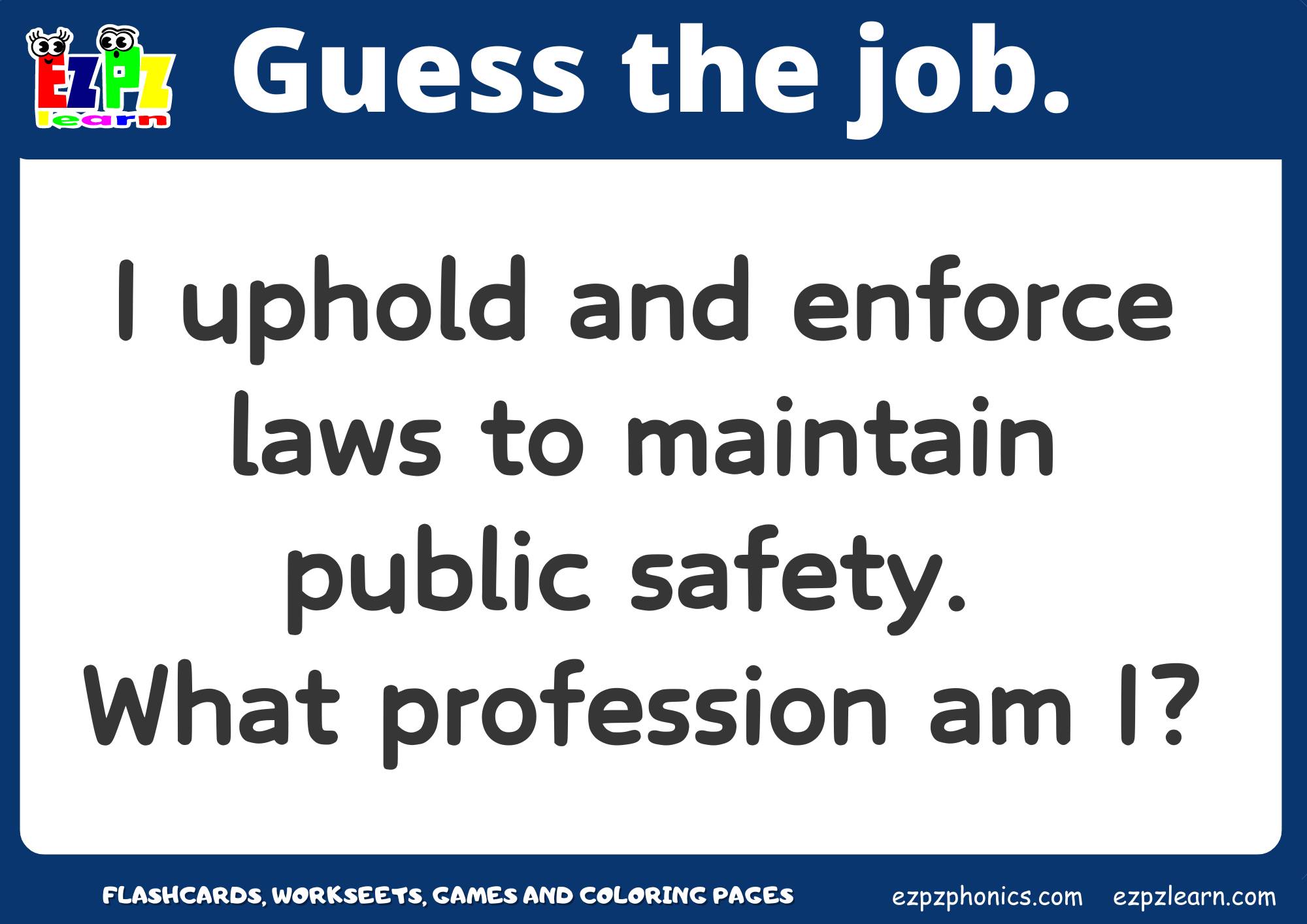 Jobs and Careers Guessing Game. Read the question and guess the ...
