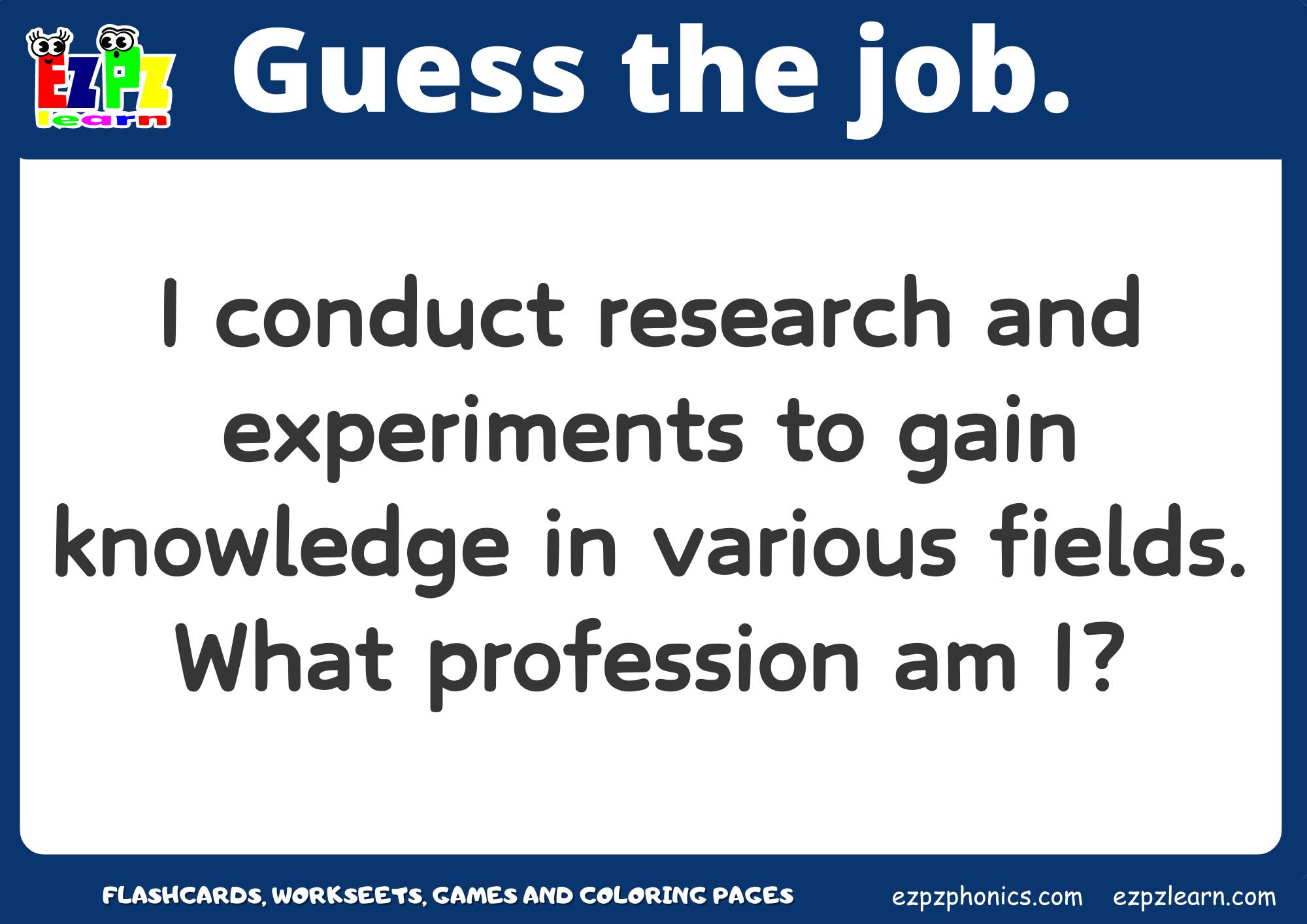 Jobs and Careers Guessing Game. Read the question and guess the ...