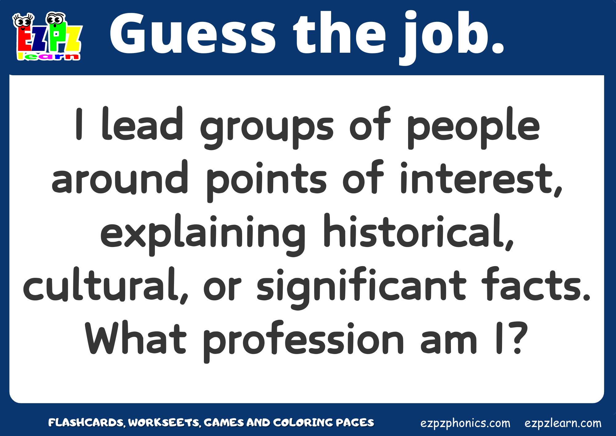 Jobs and Careers Guessing Game. Read the question and guess the ...