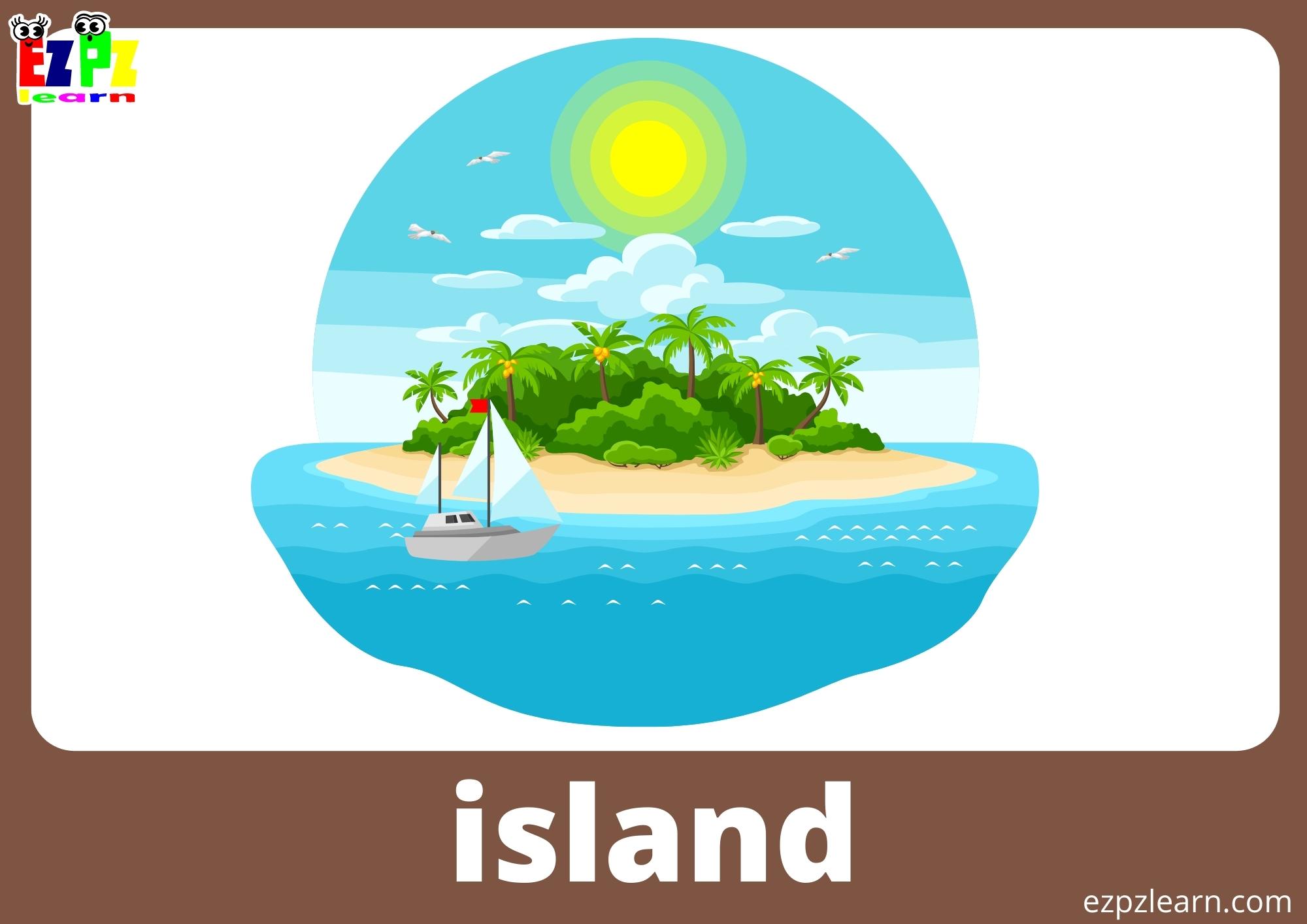 Land and Water Forms Flashcards - Ezpzlearn.com