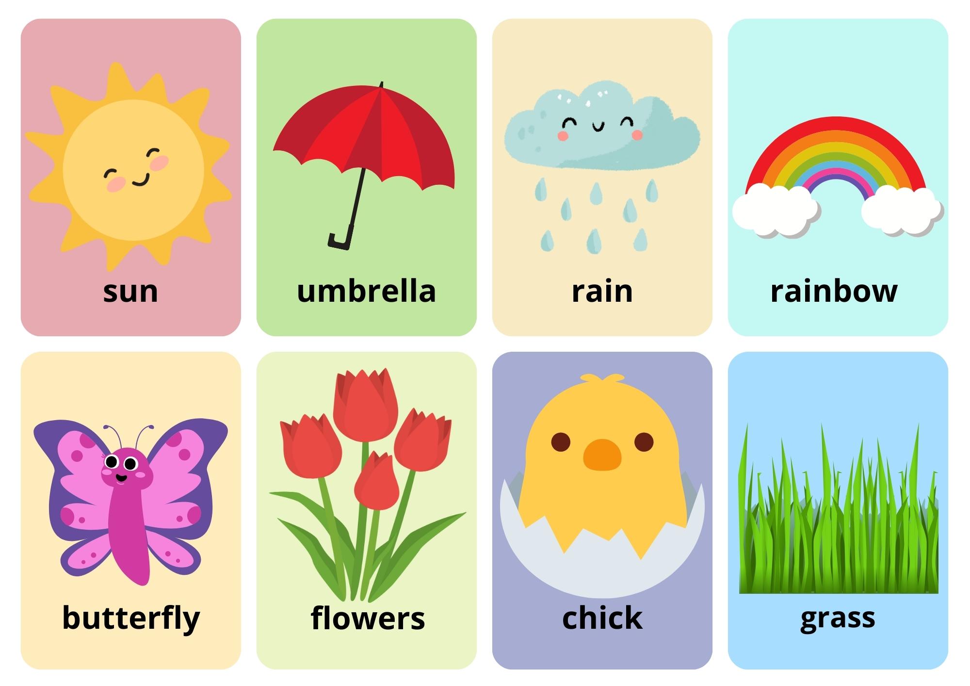 Spring Season Flashcards No Words Use Online or PDF Download ...