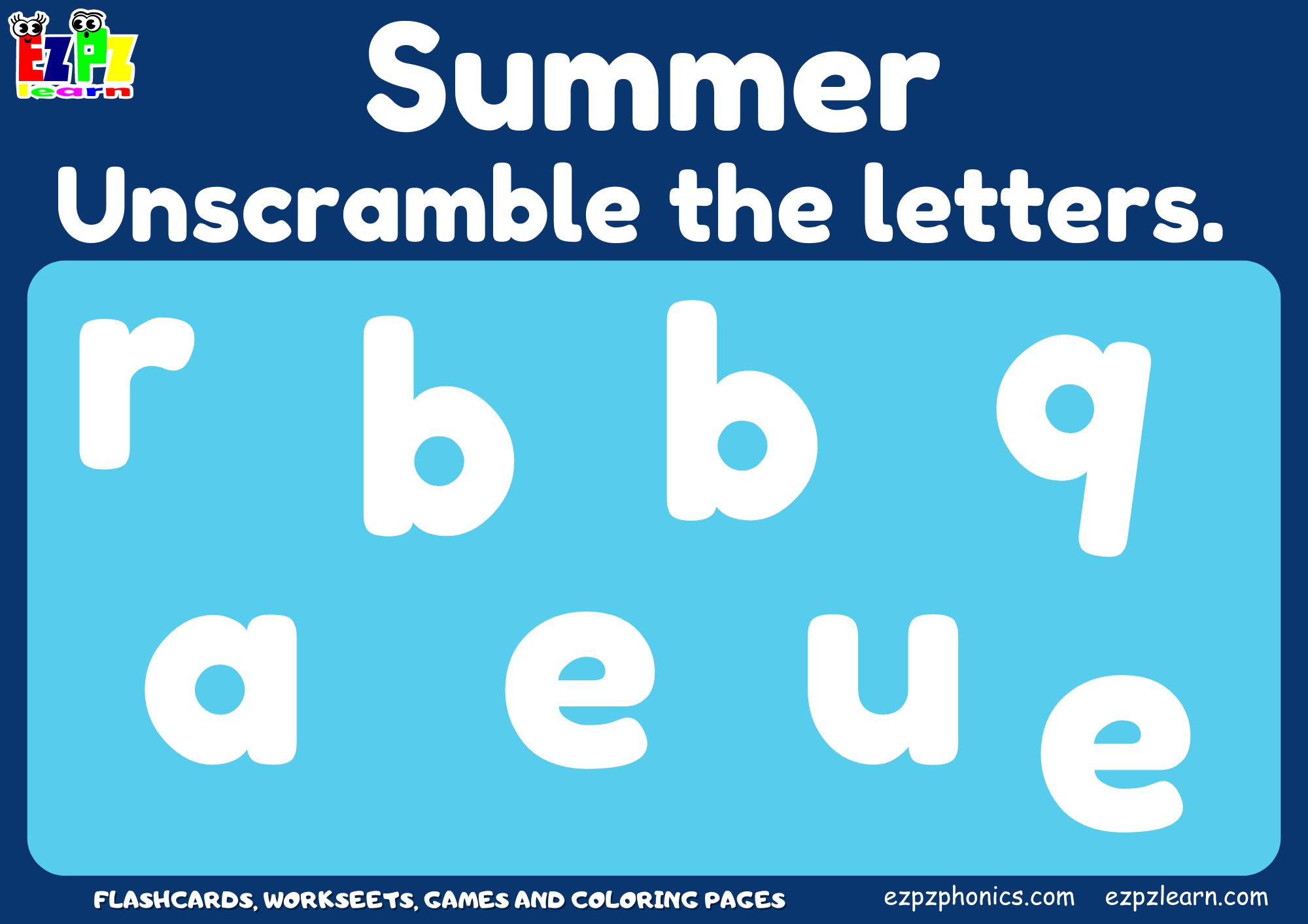 Summer Vocabulary Word Scramble Game. Great spelling game for English ...