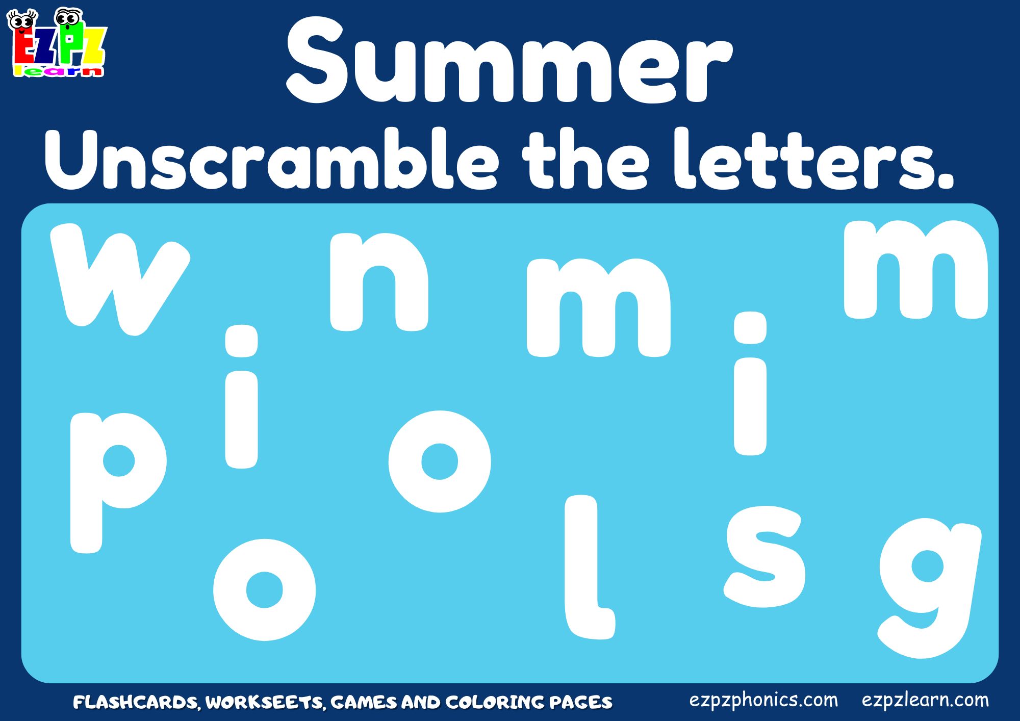 Summer Vocabulary Word Scramble Game. Great spelling game for English ...