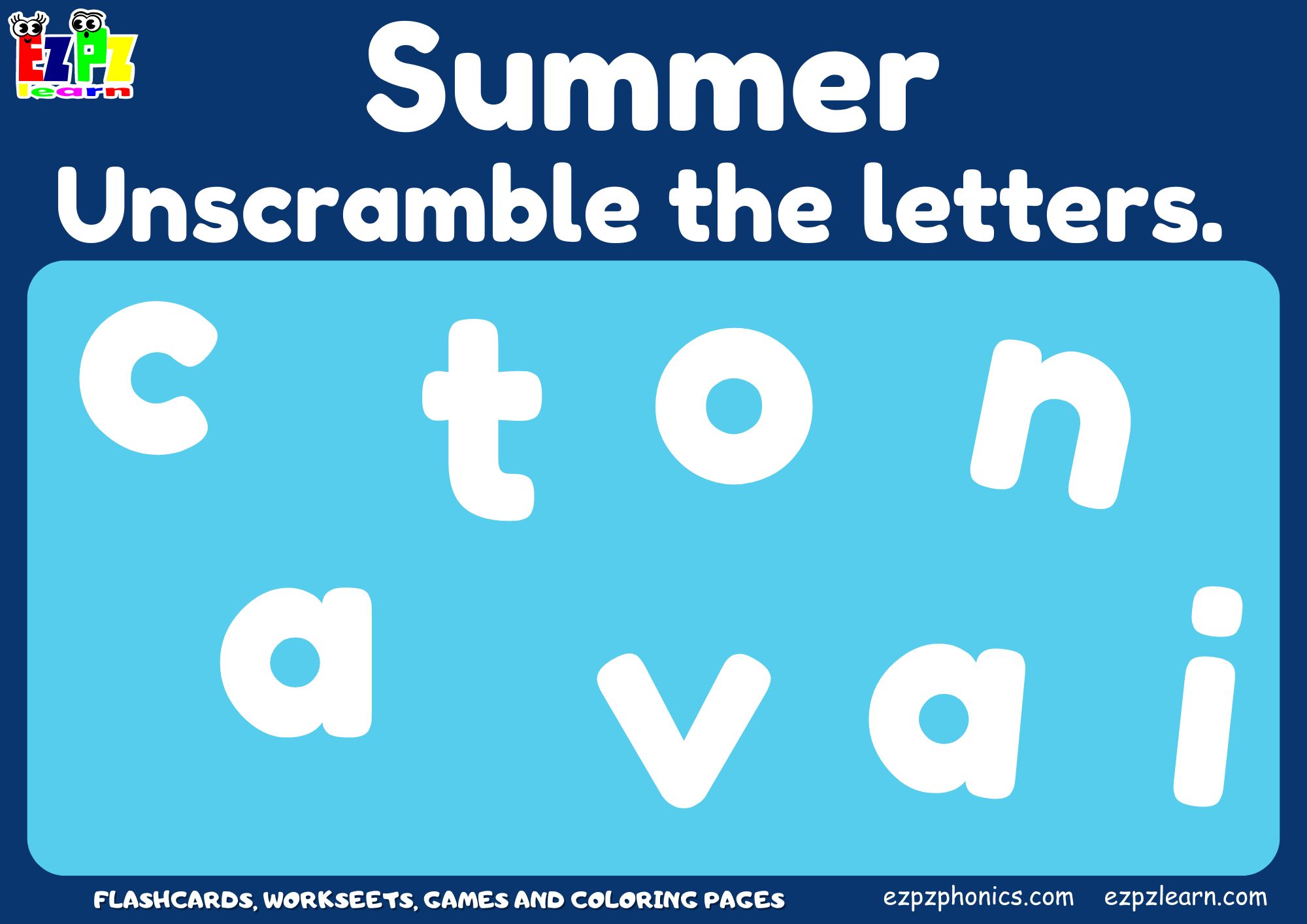 Summer Vocabulary Word Scramble Game. Great spelling game for English ...