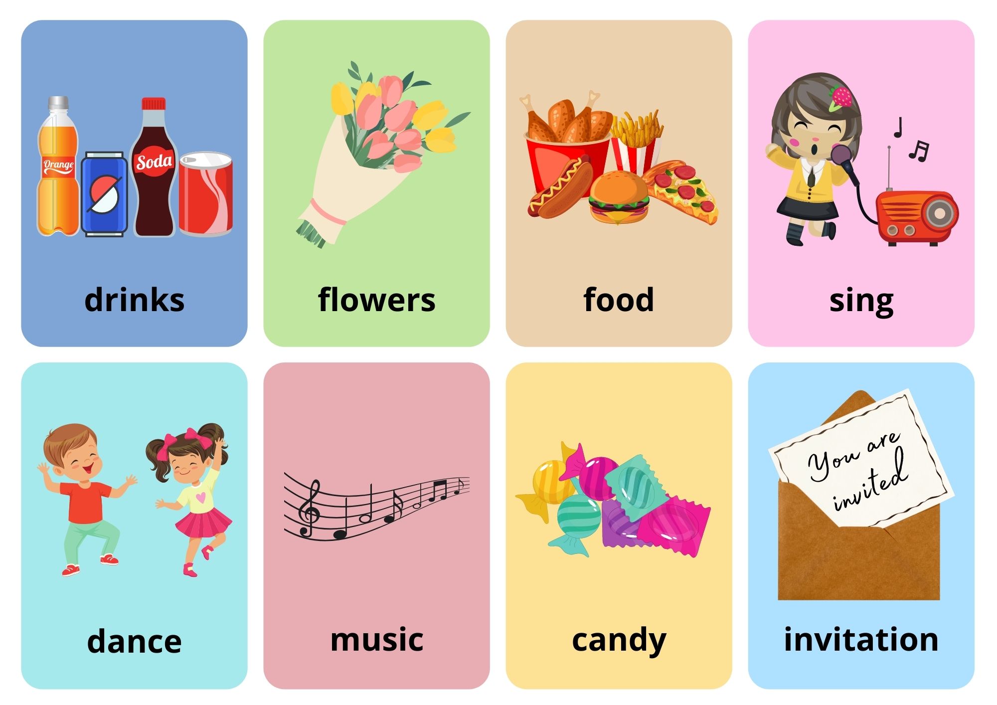 Party Birthday No Words Flashcards View Online or Free PDF Download ...