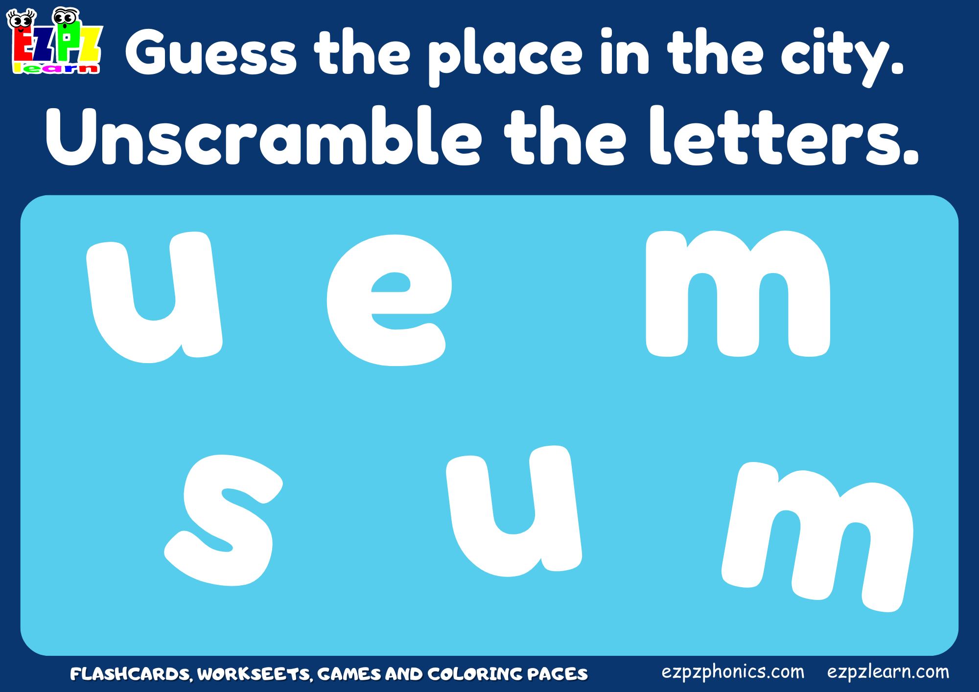 Places in the City Vocabulary Word Scramble Game. Great for ESL ...