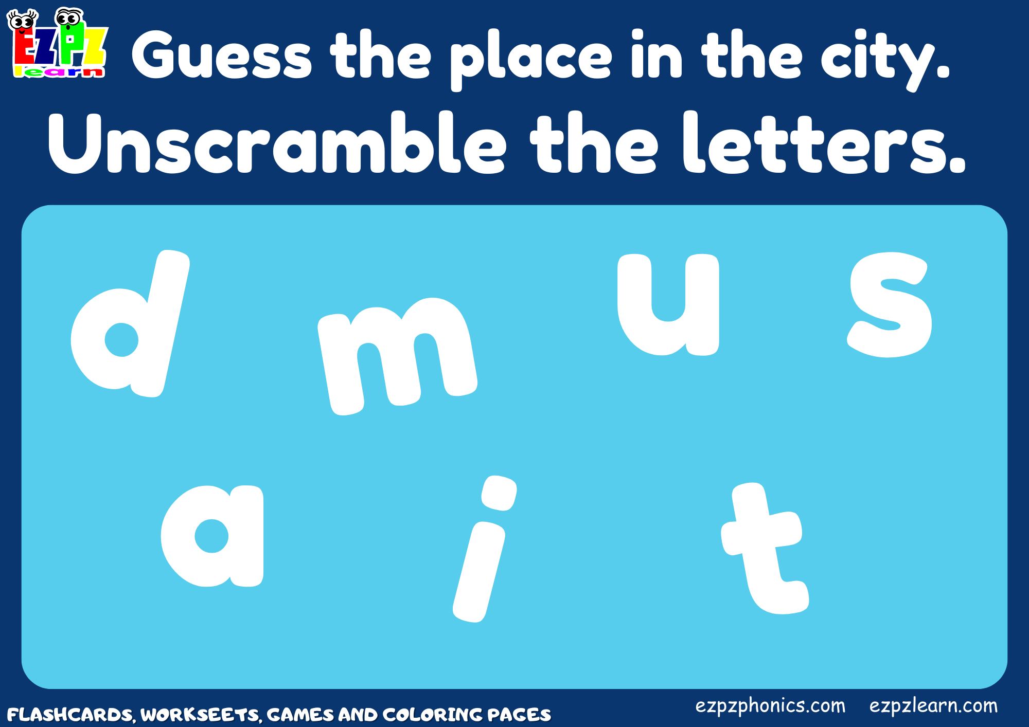Places in the City Vocabulary Word Scramble Game. Great for ESL ...