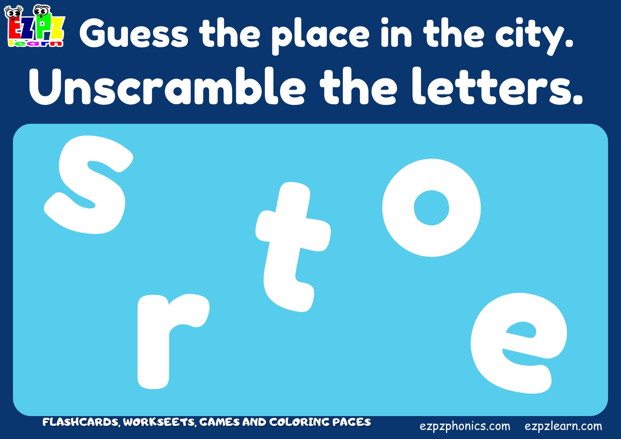 Places in the City Vocabulary Word Scramble Game. Great for ESL ...