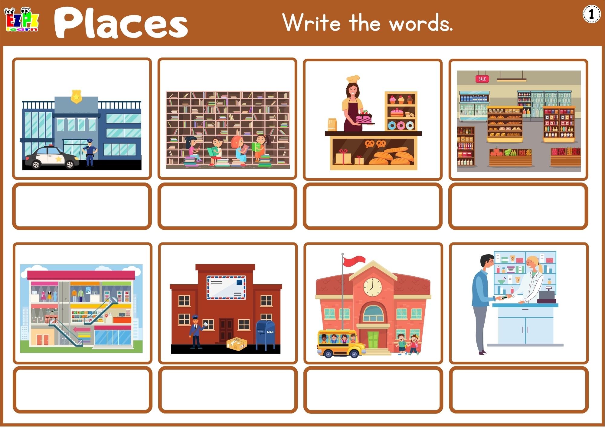 Places in the City Interactive - Ezpzlearn.com