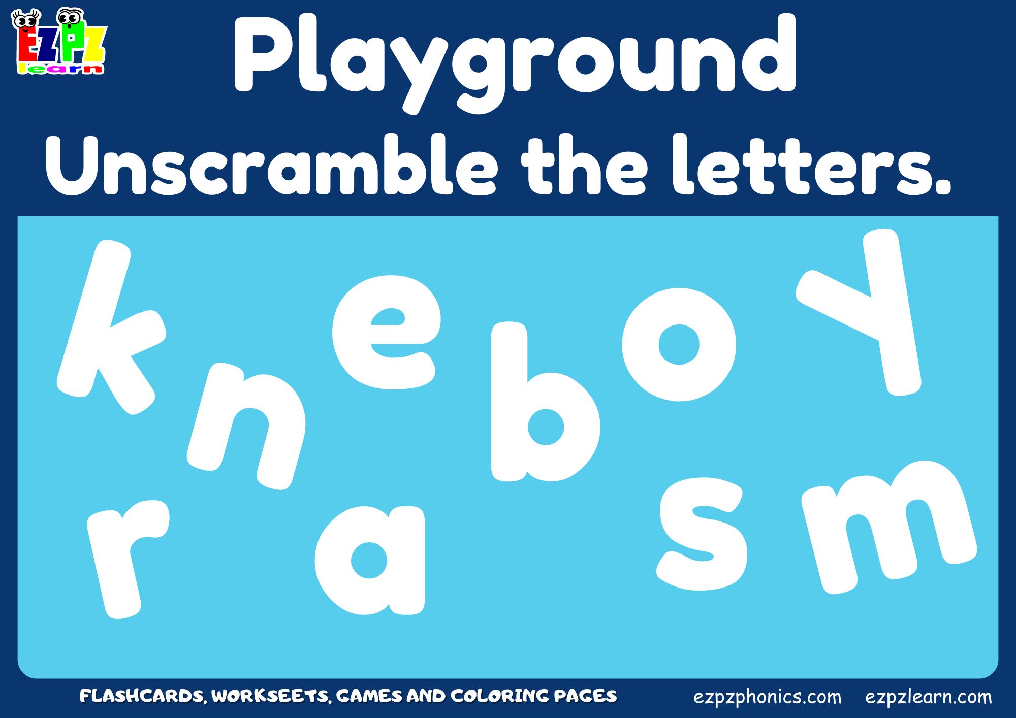 Playground Vocabulary Word Scramble Guessing Game. Great for kids and ...