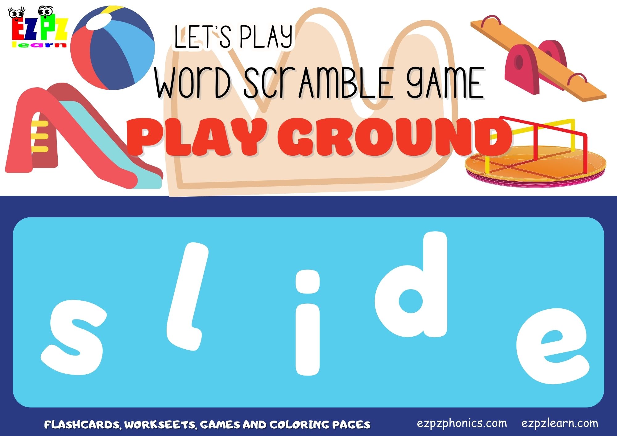 Playground Vocabulary Word Scramble Guessing Game. Great for kids and ...
