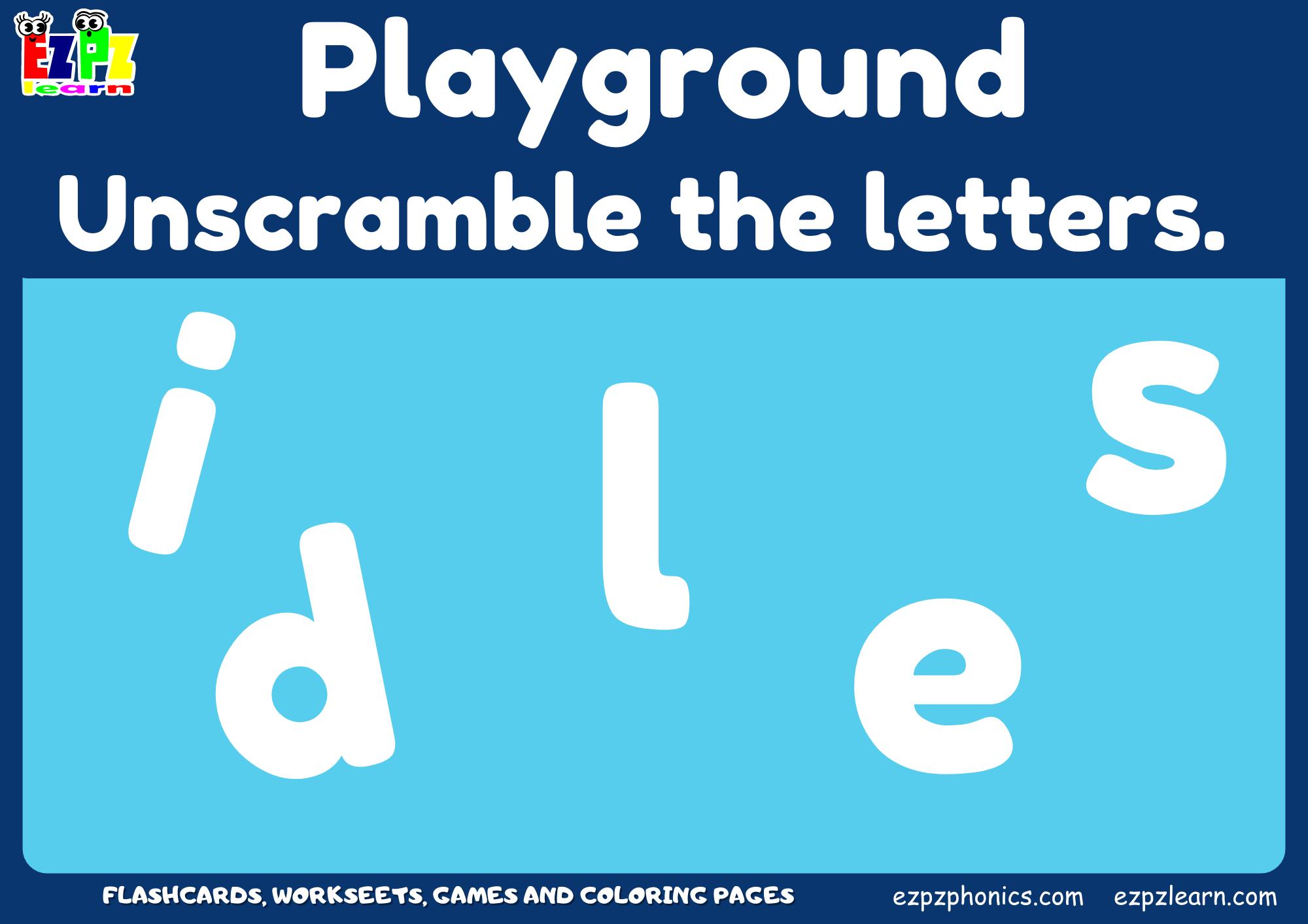 Playground Vocabulary Word Scramble Guessing Game. Great for kids and ...