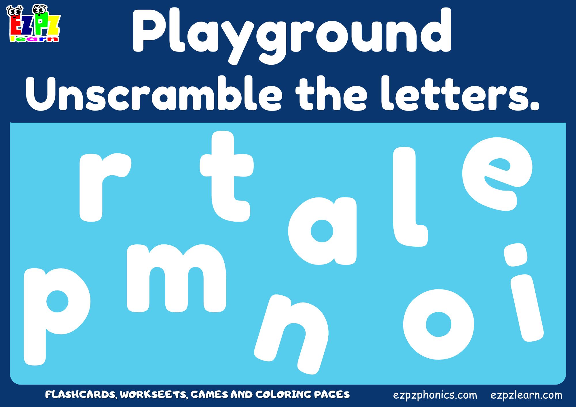 Playground Vocabulary Word Scramble Guessing Game. Great for kids and ...
