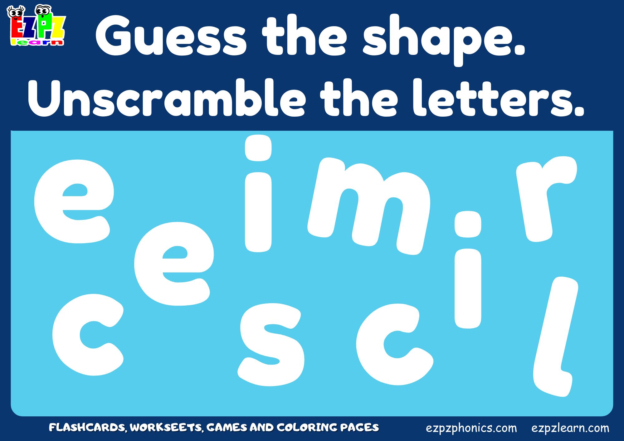 Shapes Vocabulary Word Scramble Guessing Game. Great for kids and ...