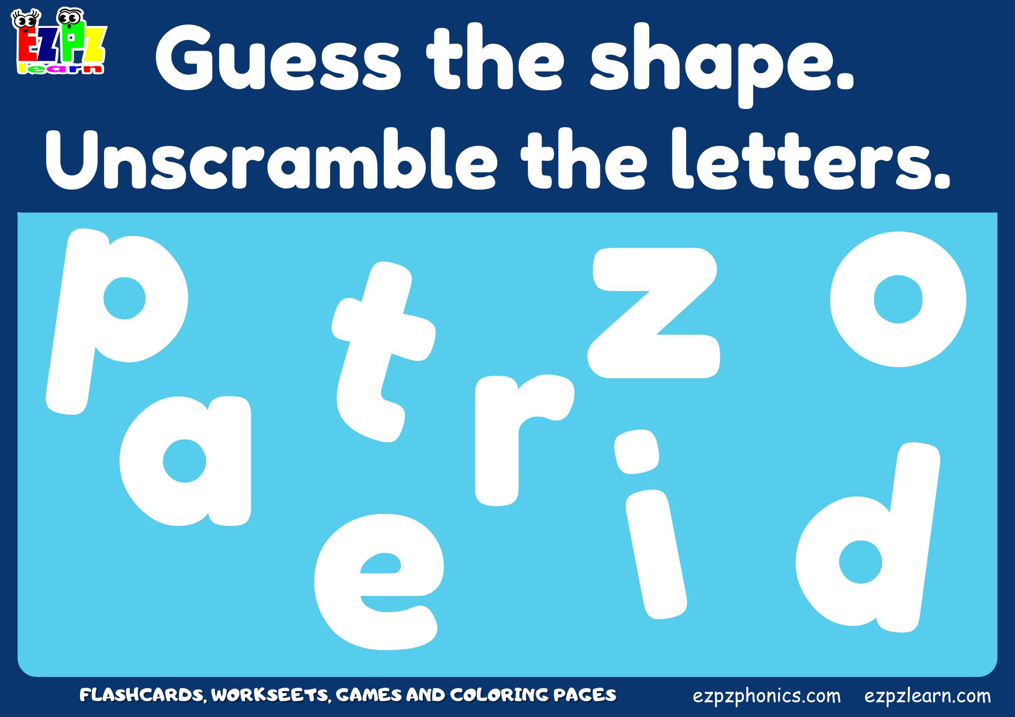 Shapes Vocabulary Word Scramble Guessing Game. Great for kids and ...