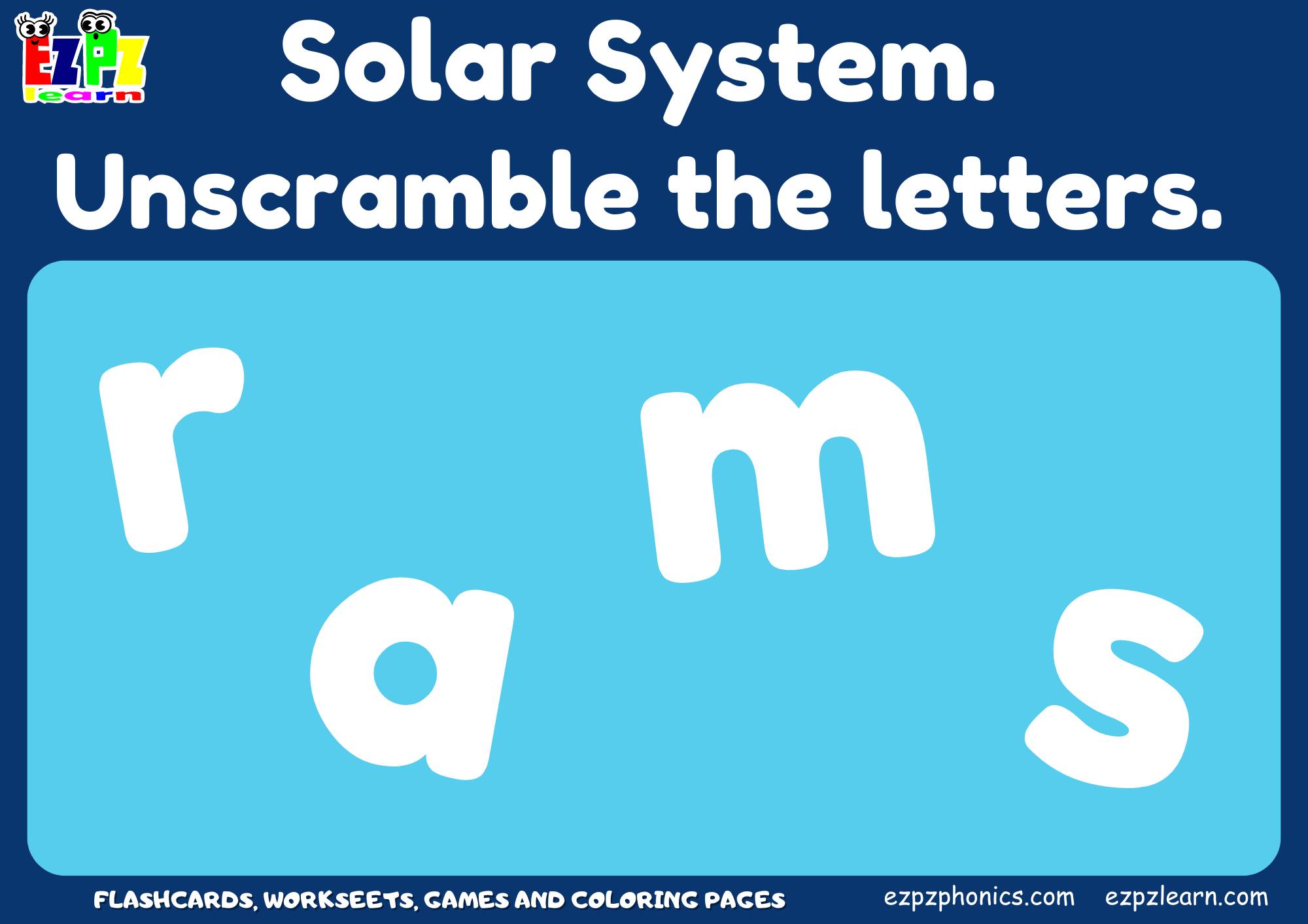 Solar System and Planets Vocabulary Word Scramble Guessing Game. Great ...