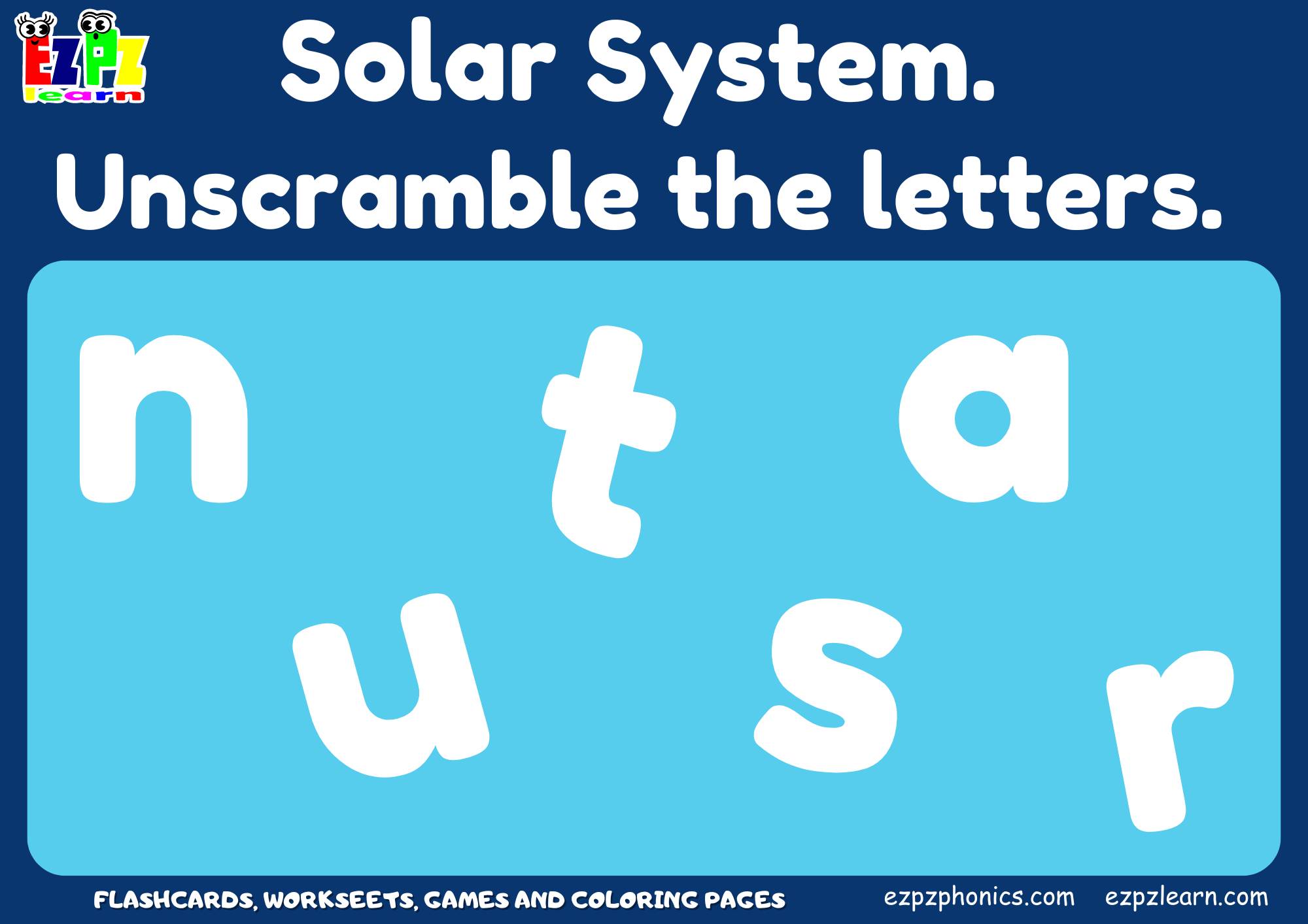 Solar System and Planets Vocabulary Word Scramble Guessing Game. Great ...