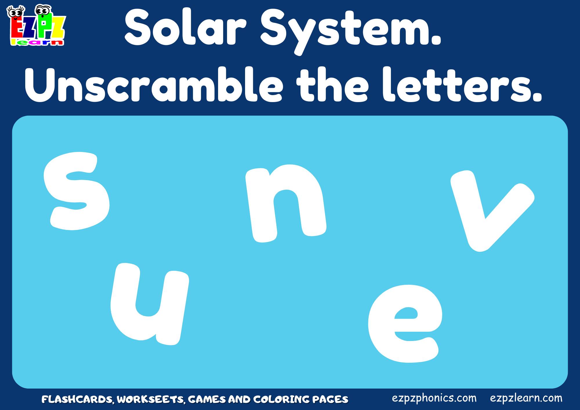 Solar System and Planets Vocabulary Word Scramble Guessing Game. Great ...