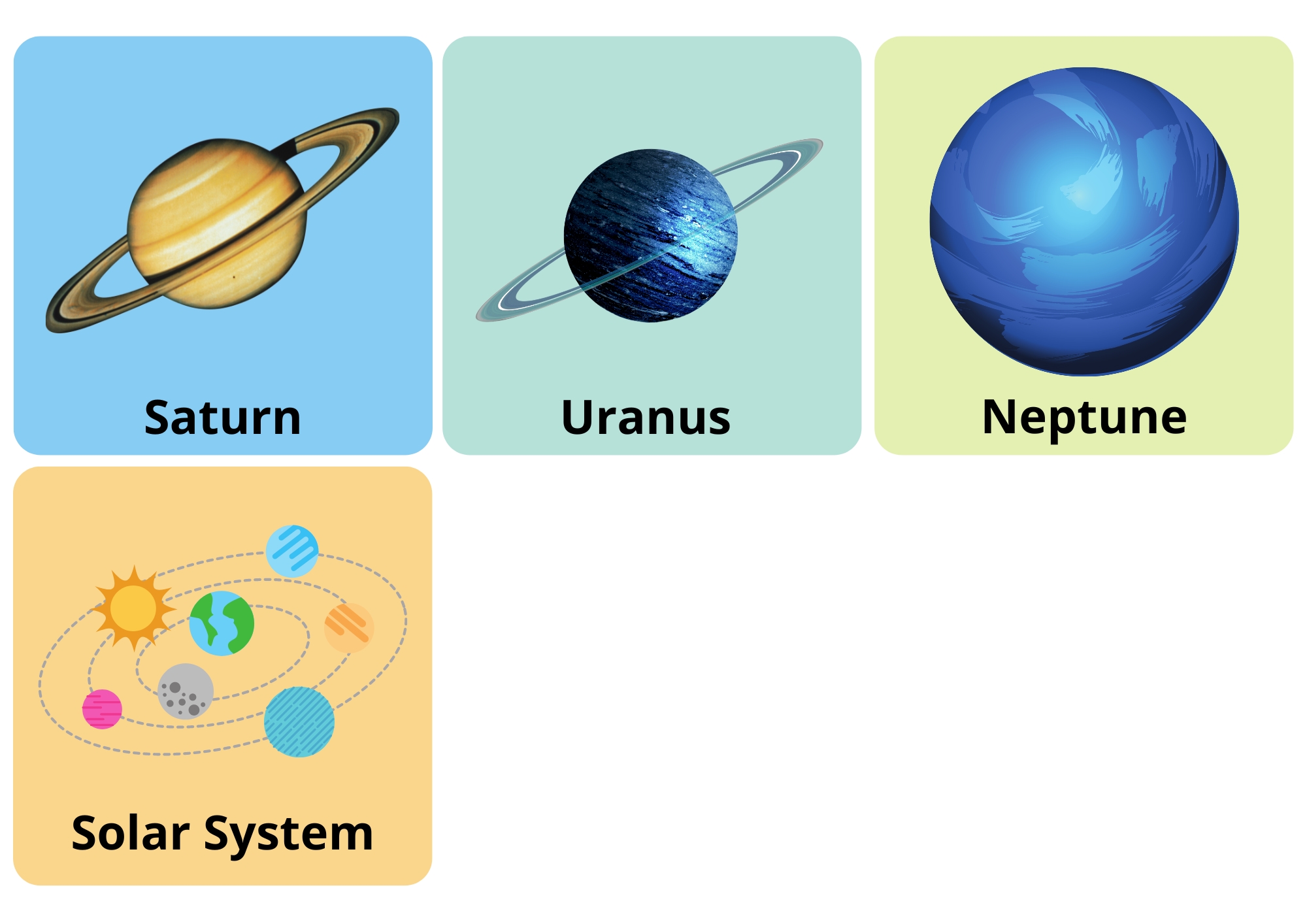 Solar System Flashcards No Words - Ezpzlearn.com