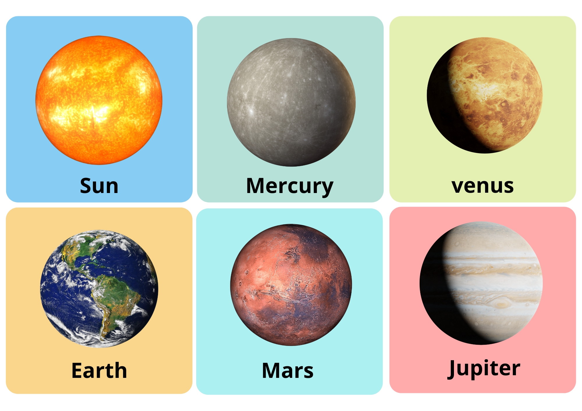 Solar System Flashcards No Words - Ezpzlearn.com